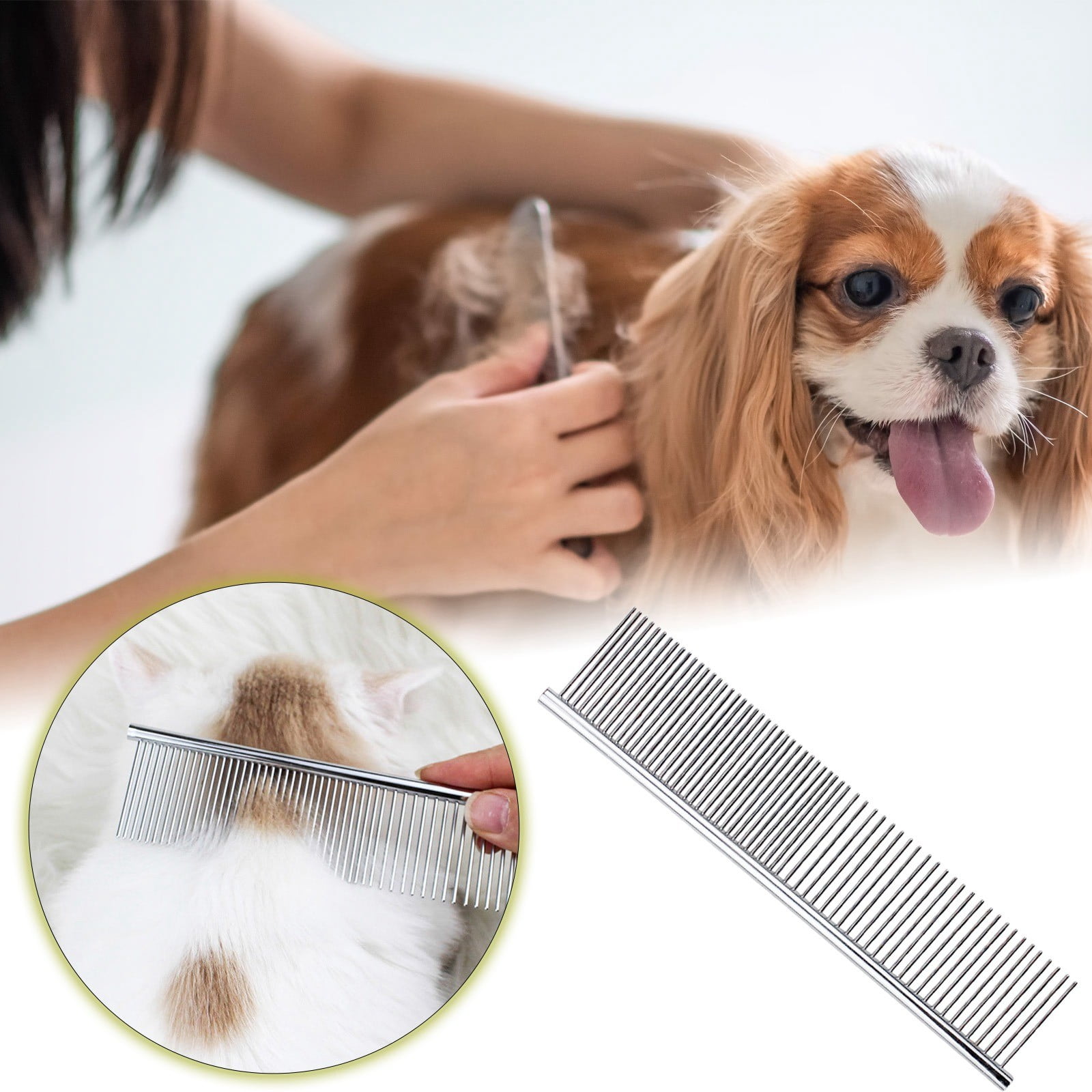 VSFAOV Dog Combs with Rounded Ends Stainless Steel Teeth, Cat Comb for ...