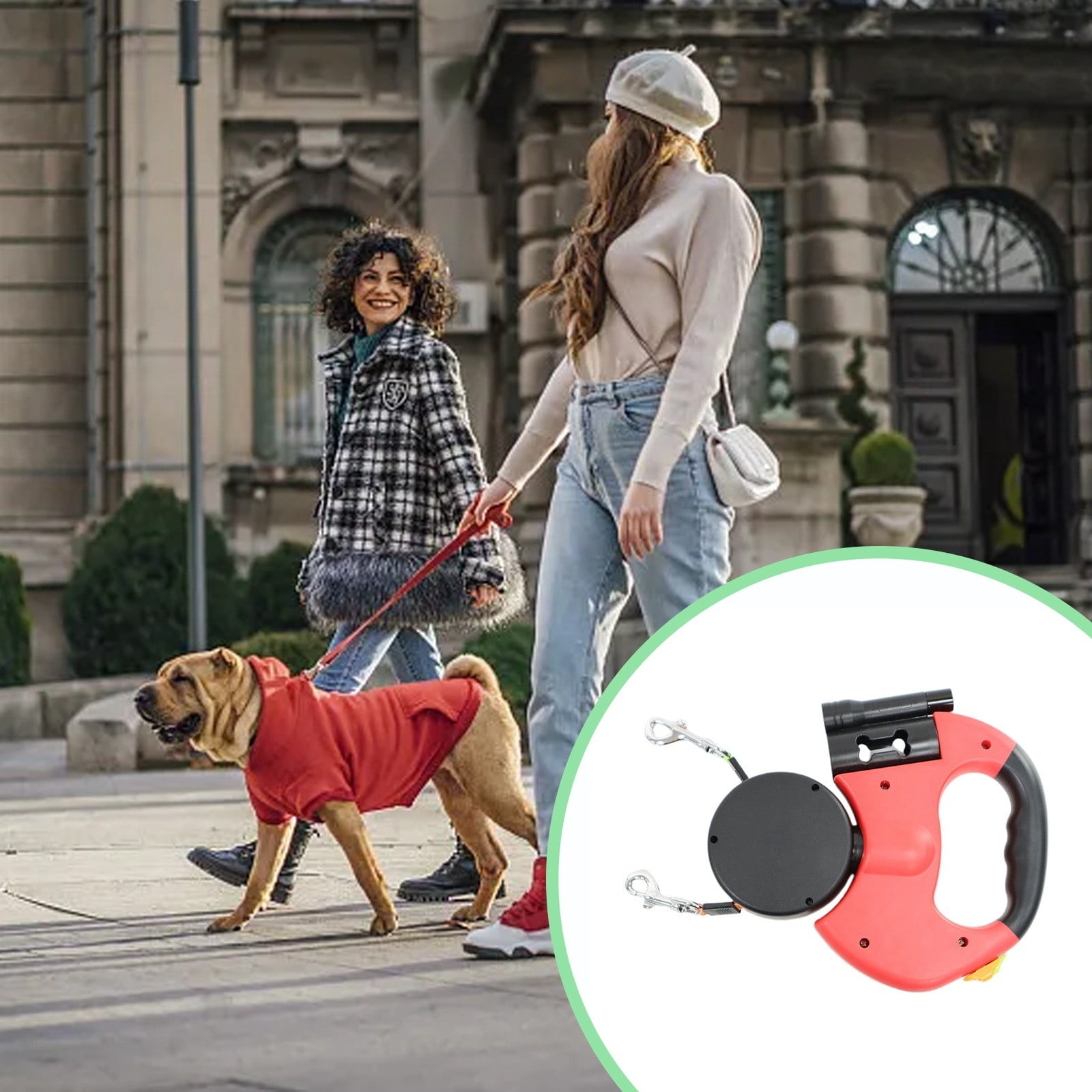 VSFAOV Dog Reflective Retractable Pet Leash Ropes – 360 Two Dogs Each ...