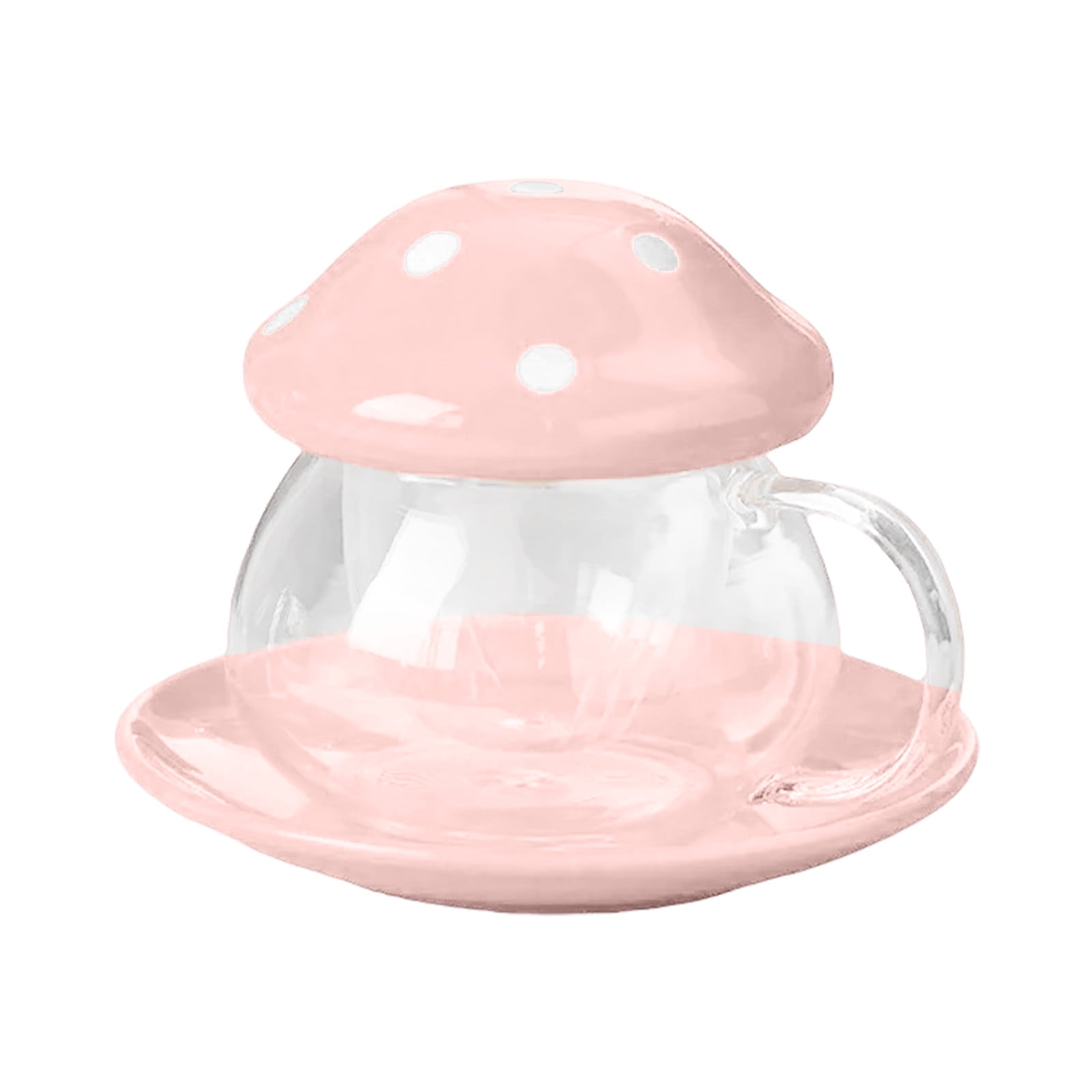 VSFAOV Glass Mushroom Shape Teacup Saucer Set Coffee Mug with Filter ...