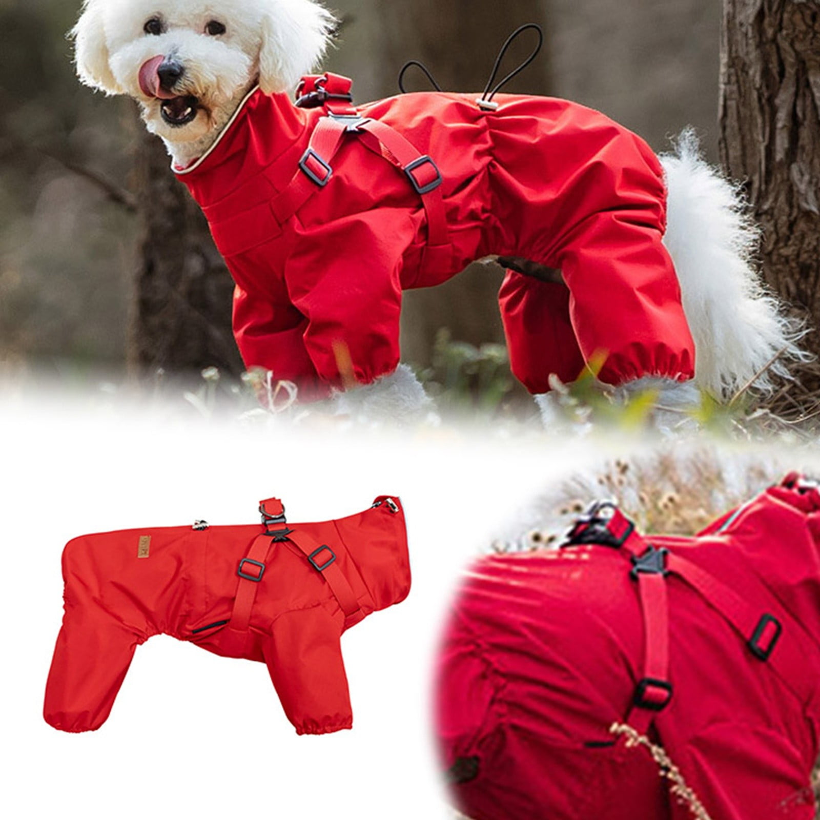 VSFAOV Life Waterproof Dog Raincoat, Full Coverage Small Dog Rain Coat with Harness, Adjustable ...