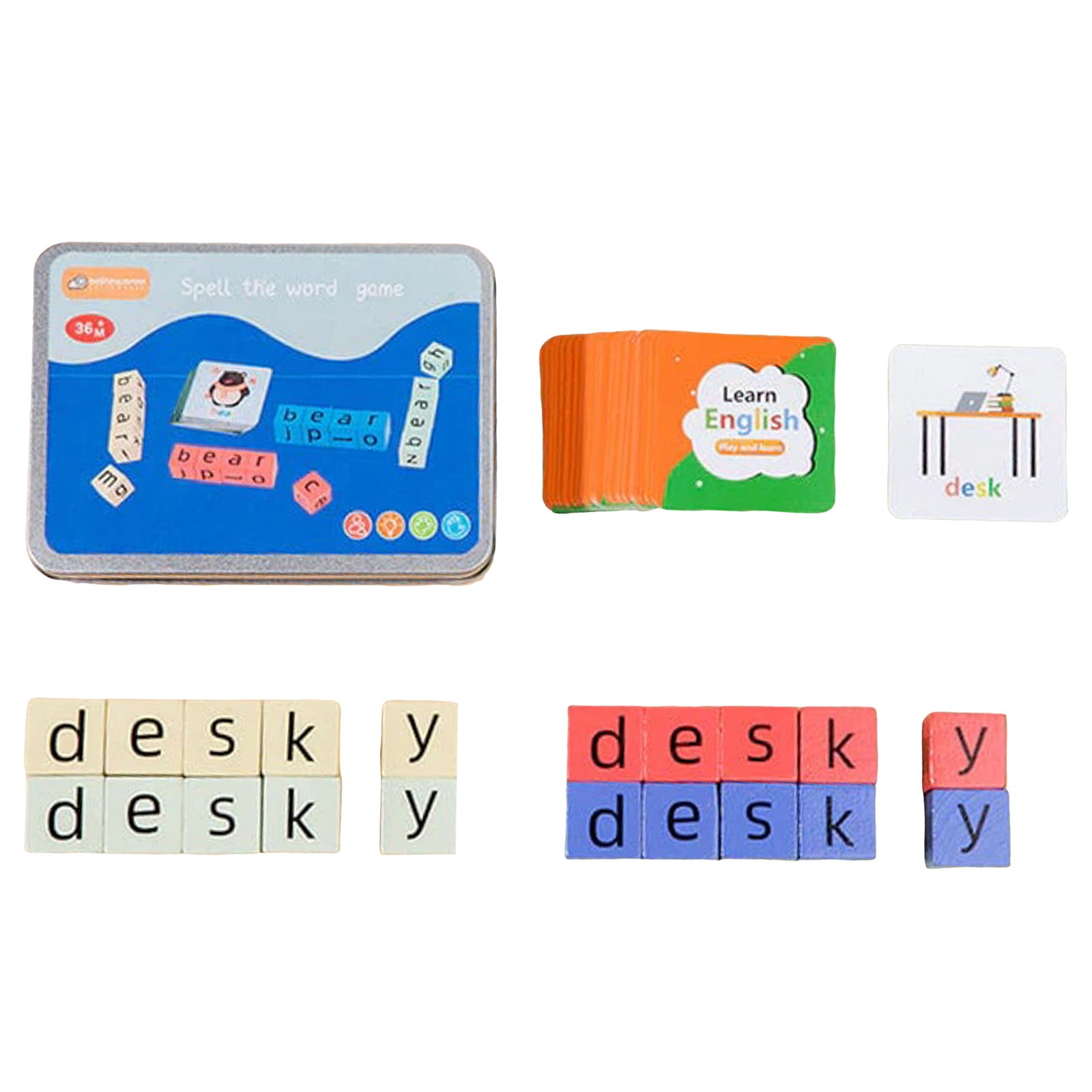 VSFAOV Wooden Card Word Spelling Toys Early Educational Toys Funny ...