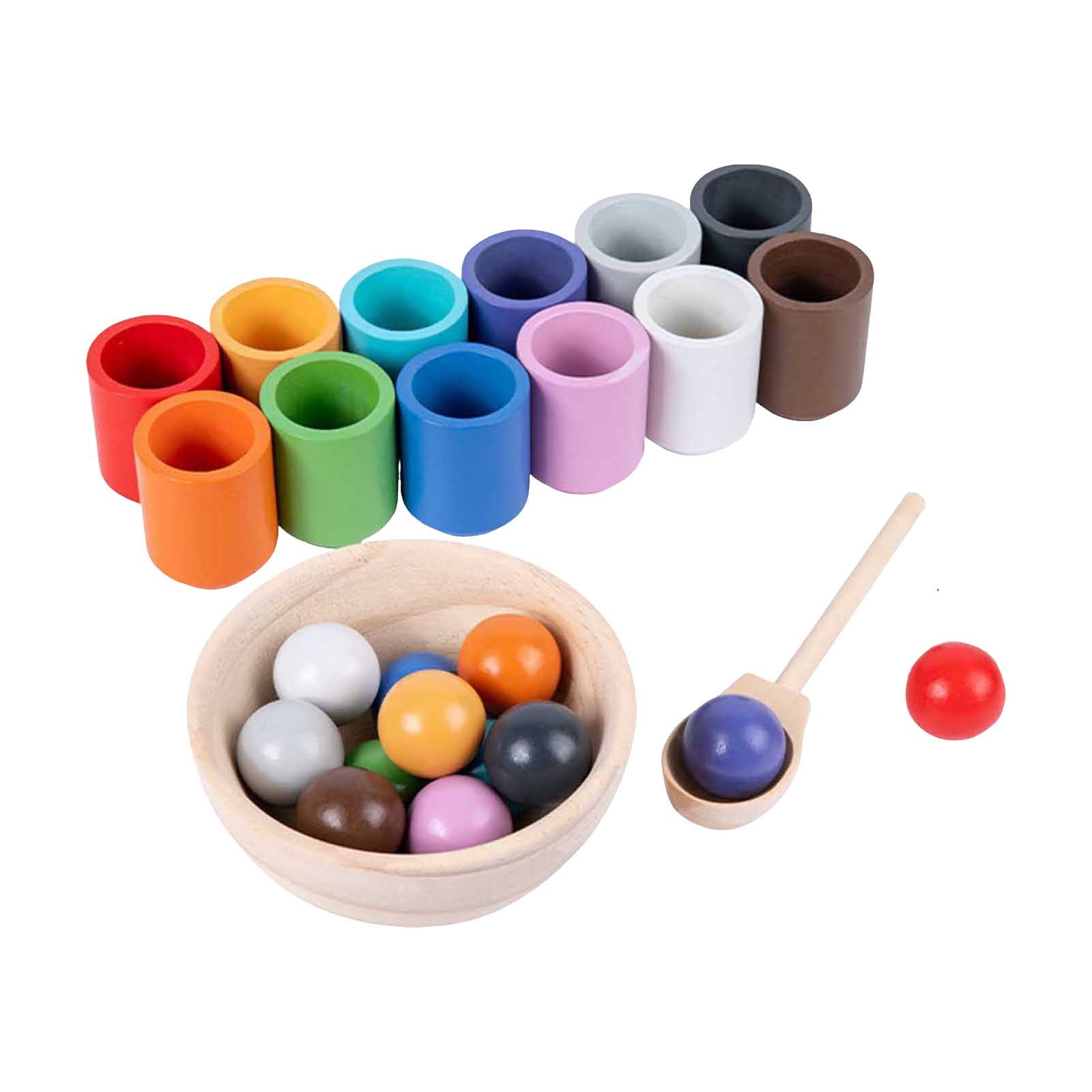 VSFAOV Wooden Educational Toy For Kids Early Learning 12 Color & Cup ...