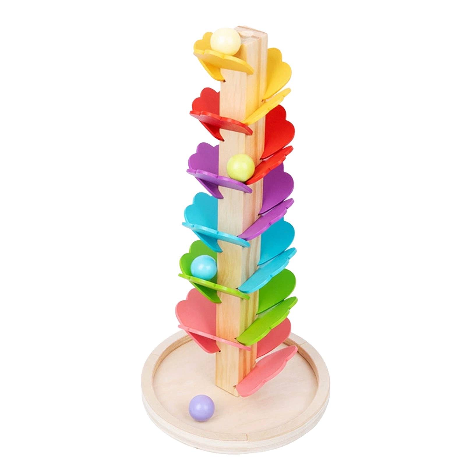 VSFAOV Wooden Track Track Toy Colorful Rolling Tower Sound Tree Kids ...