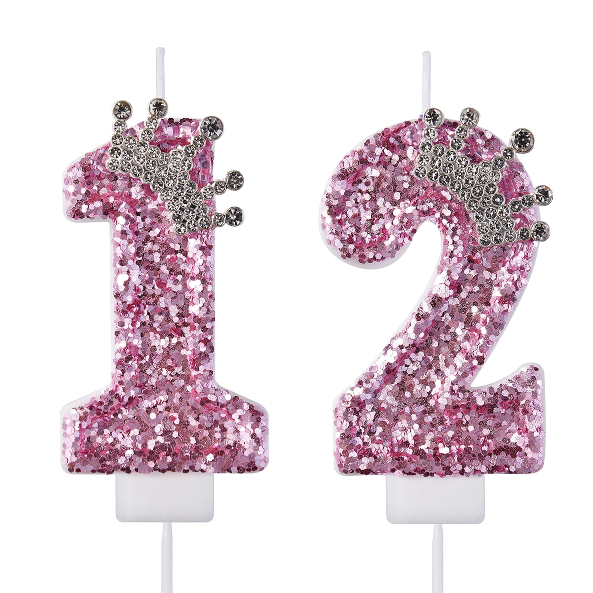 VSHILI 12 Birthday Candles, 12th Cake Candles, Pink Happy Birthday ...