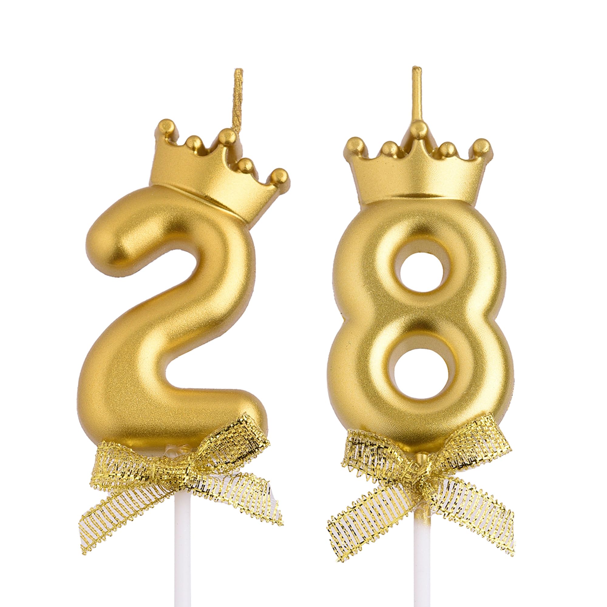 VSHILI 28th 82nd Birthday Candles, Gold 82 28 Year Old Number Birthday ...