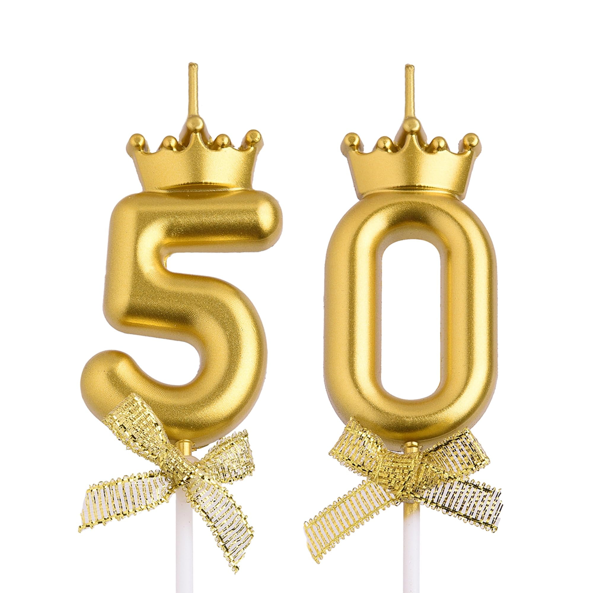 VSHILI 50th Birthday Candles, Gold 50 Year Old Number Birthday Candles ...