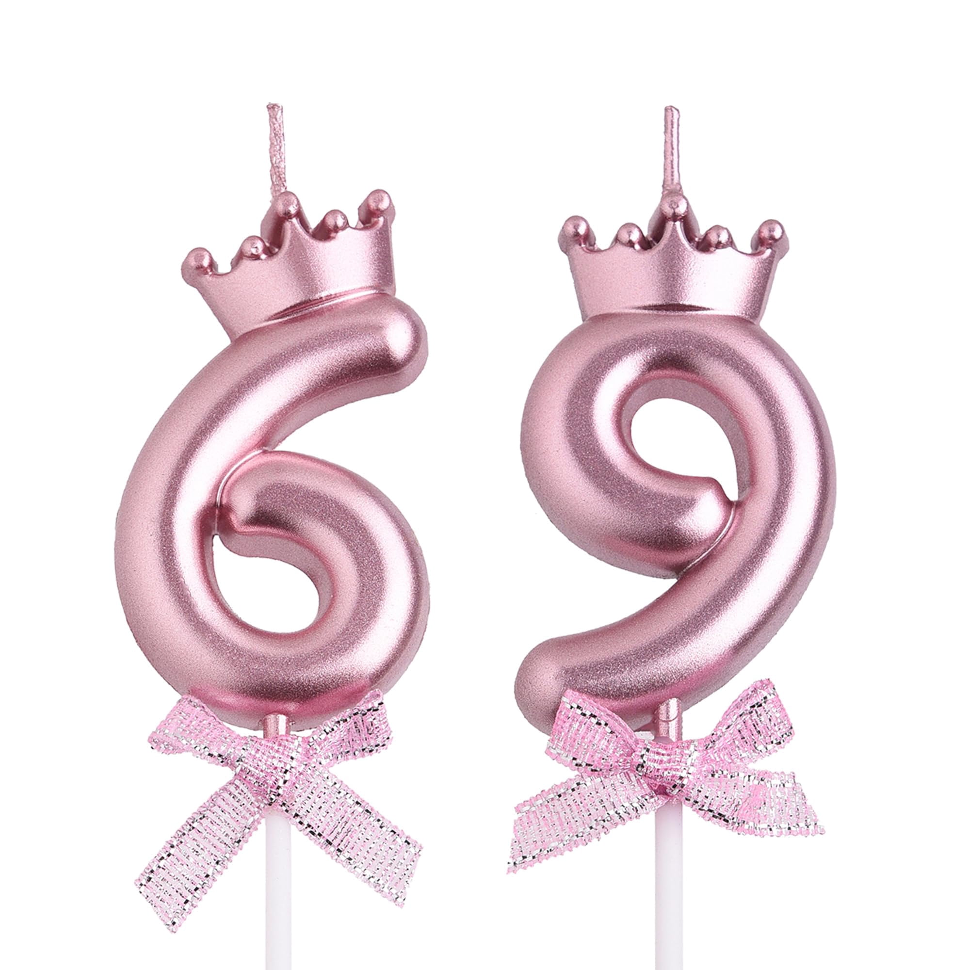 VSHILI 69th 96th Birthday Candles, Rose Gold 96 69 Year Old Number ...