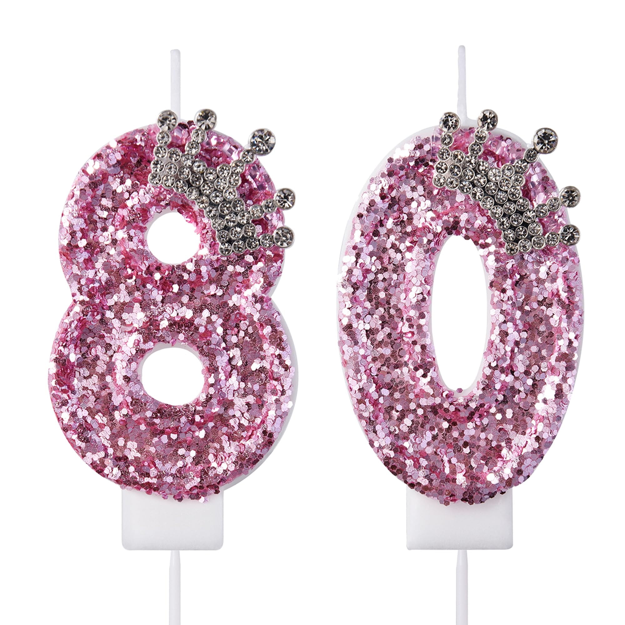 VSHILI 80 Birthday Candles, 80th Cake Candles, H2FSDPink Happy Birthday ...