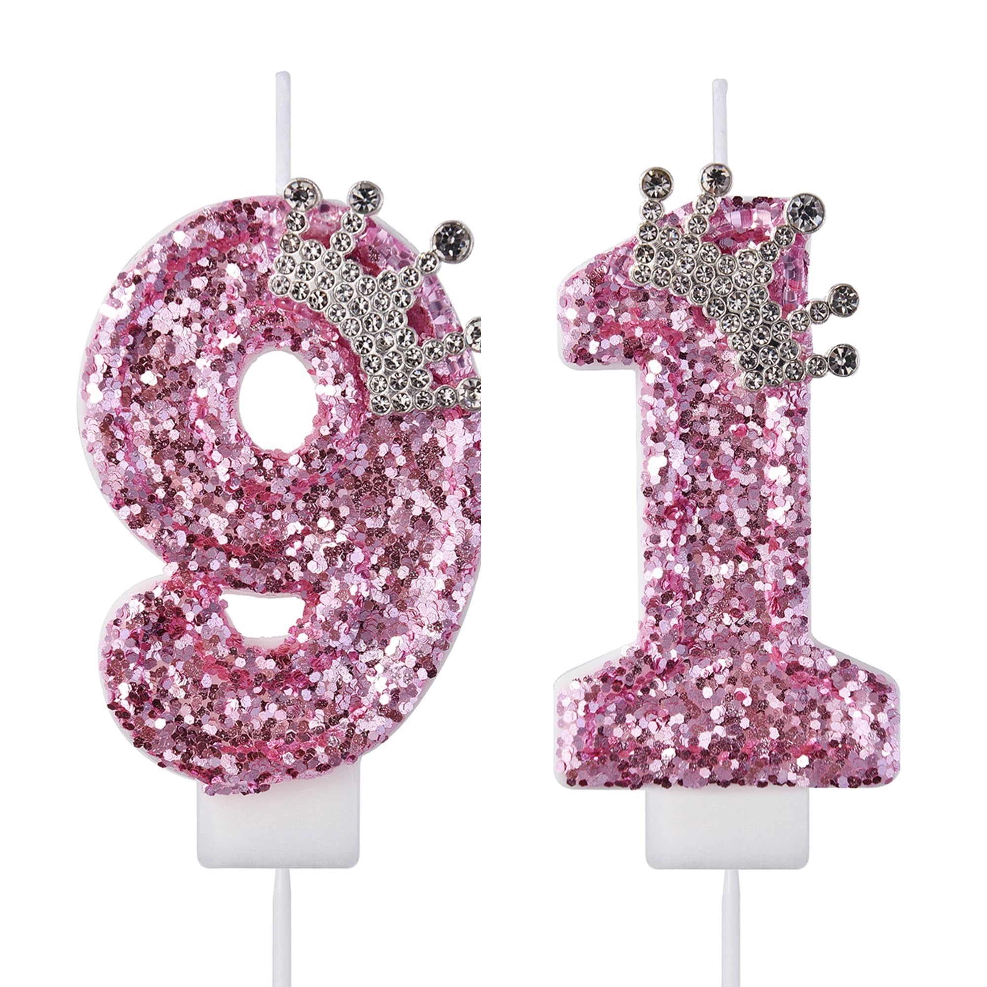 VSHILI 91 Birthday Candles, 91st Cake Candles, Pink Happy Birthday ...