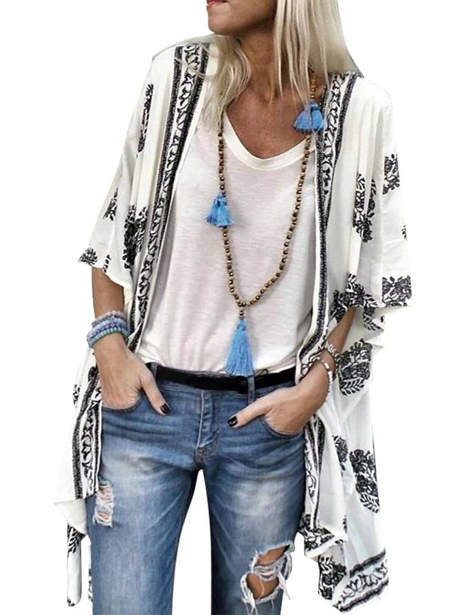 VSNOW Women's Boho Summer Cardigan, Loose, Polyester, Open Front for ...