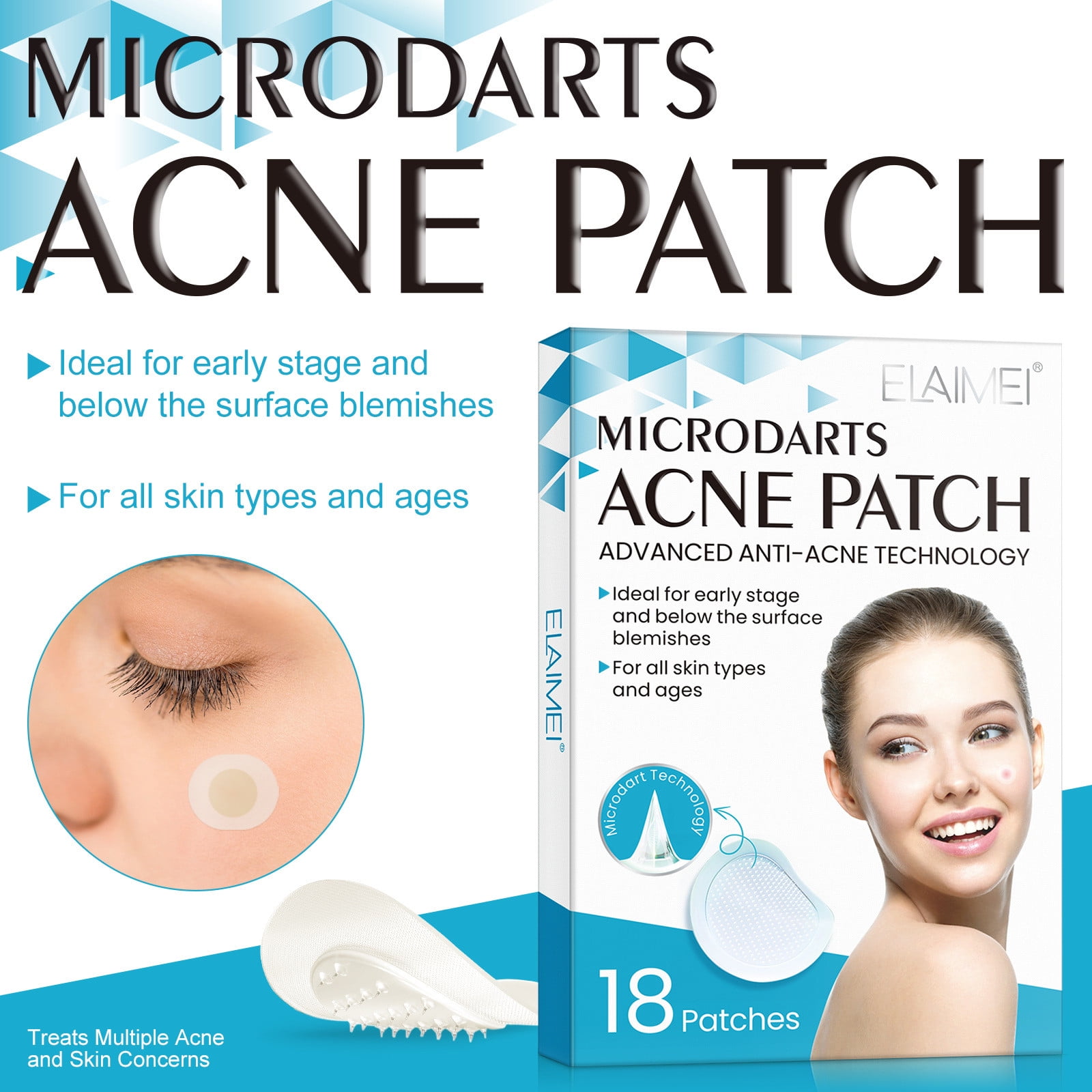 VSONTOR Microneedle Patch 18 Pcs Invisible Makeup Close Up Patch Clean ...