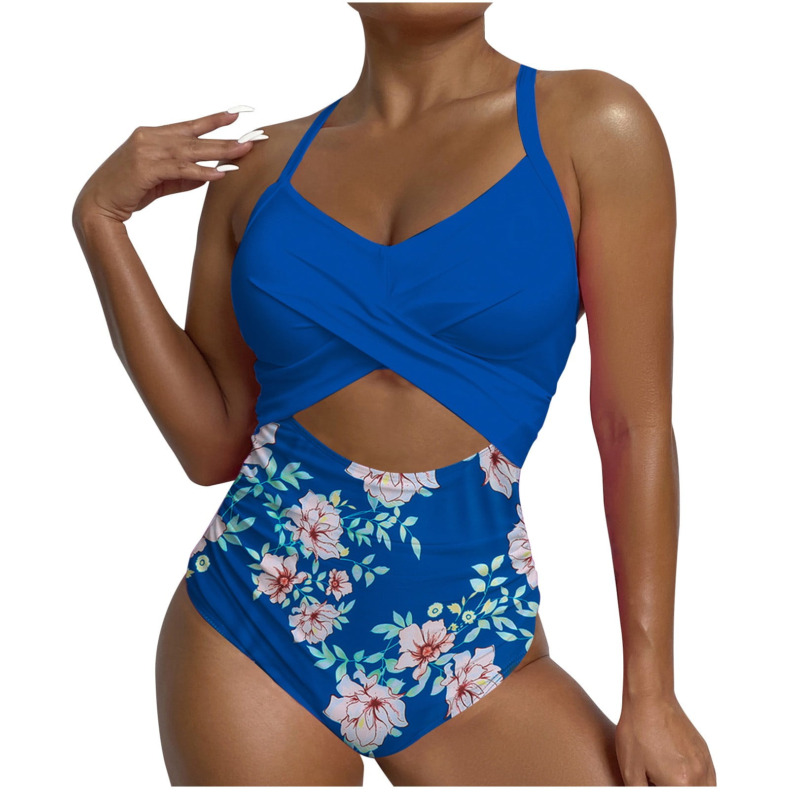 Vsssj Backless Swimsuits For Women V Neck Cross Wrap Cutout Sexy One