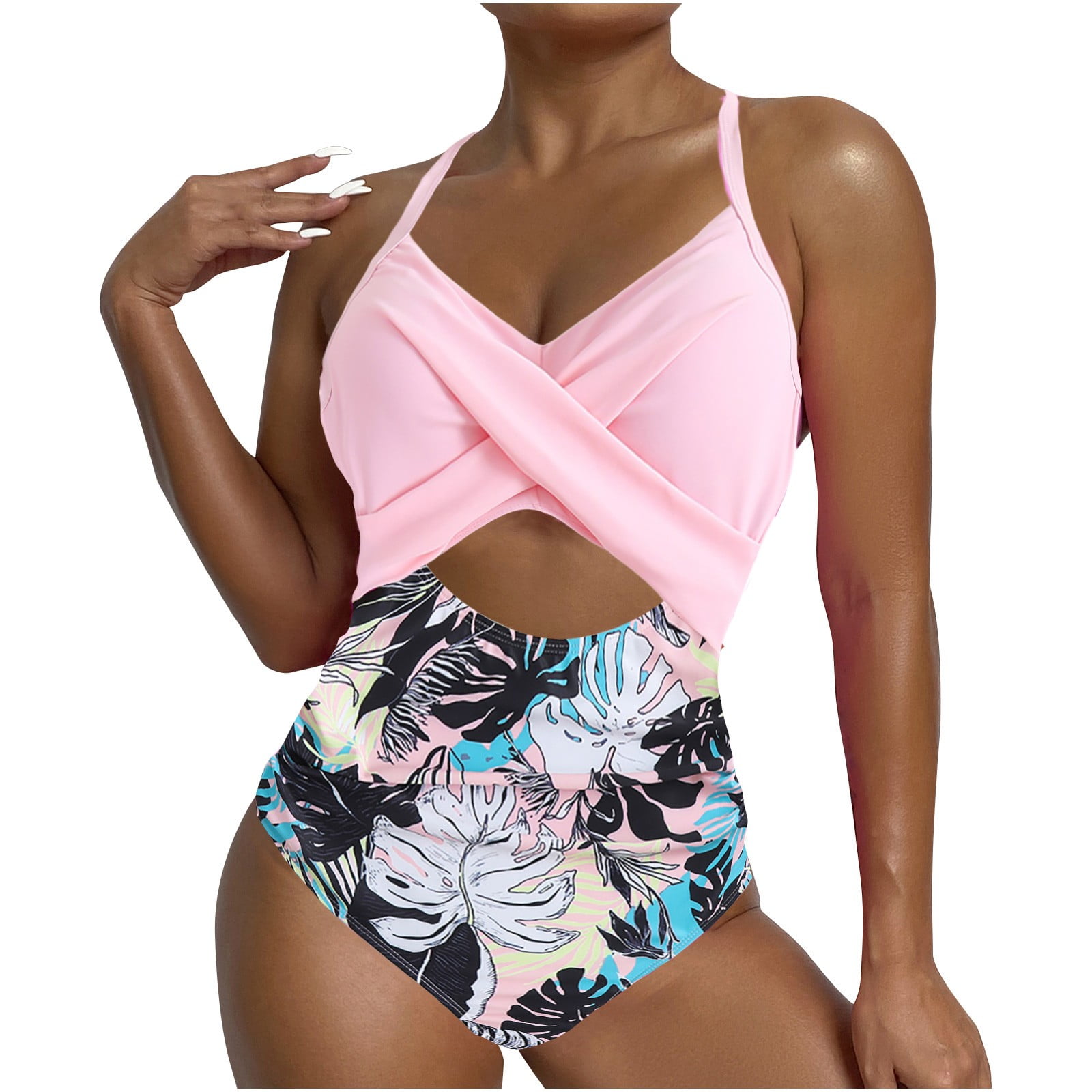 Vsssj Backless Swimsuits For Women V Neck Cross Wrap Cutout Sexy One