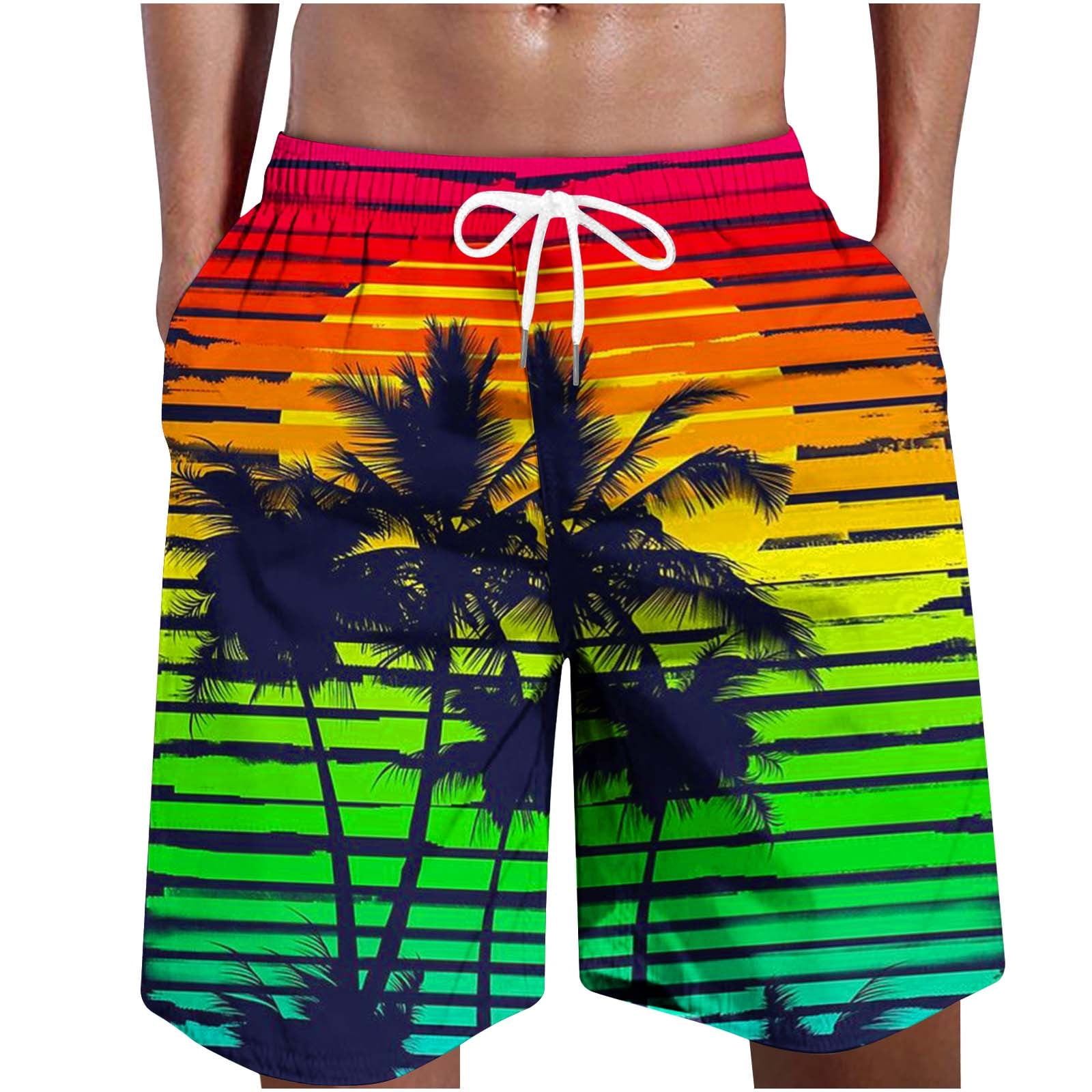 Vsssj Big And Tall Swim Trunks For Men Vacation Beach Casual Drawstring