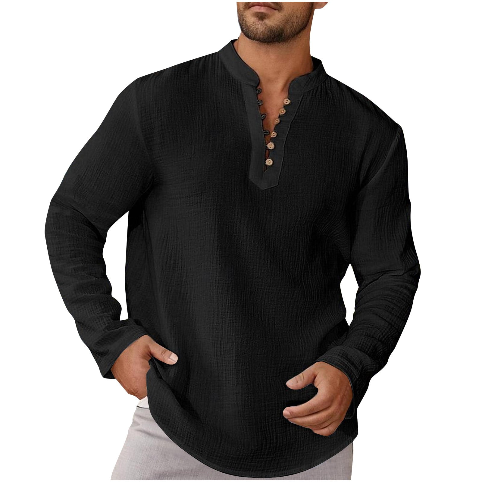 VSSSJ Button Up Shirts for Men Casual Lightweight Long Sleeve Henley ...