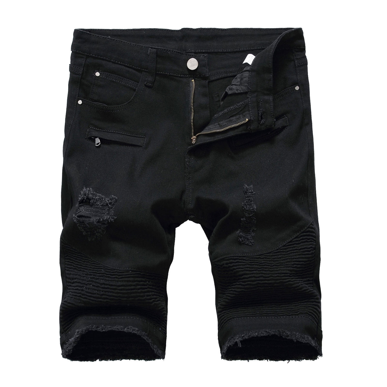 VSSSJ Casual Jeans for Men Relaxed Fit Ripped Solid Color Micro Elastic ...