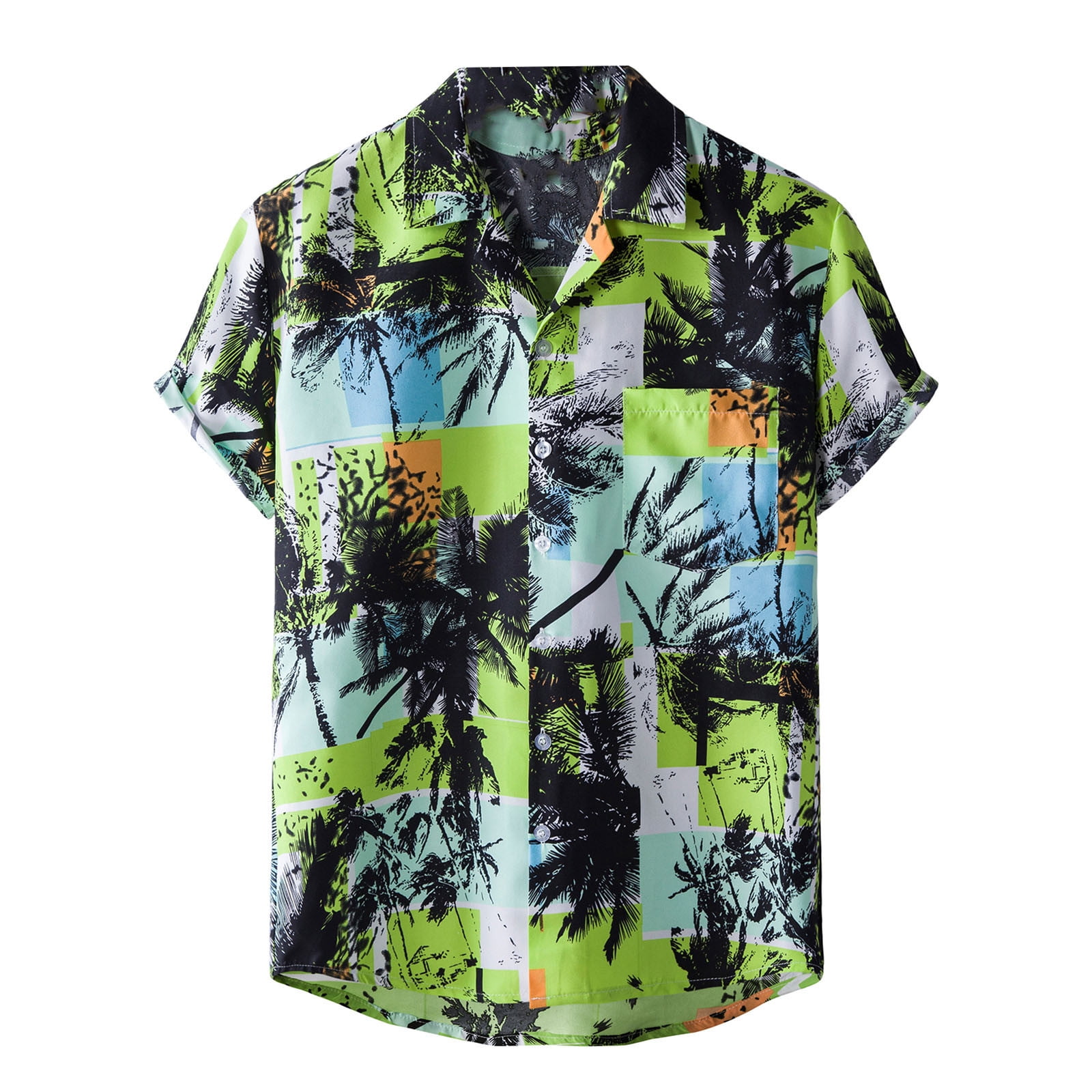 Vsssj Men Hawaiian Shirts Loose Fit Casual Button Down Short Sleeve