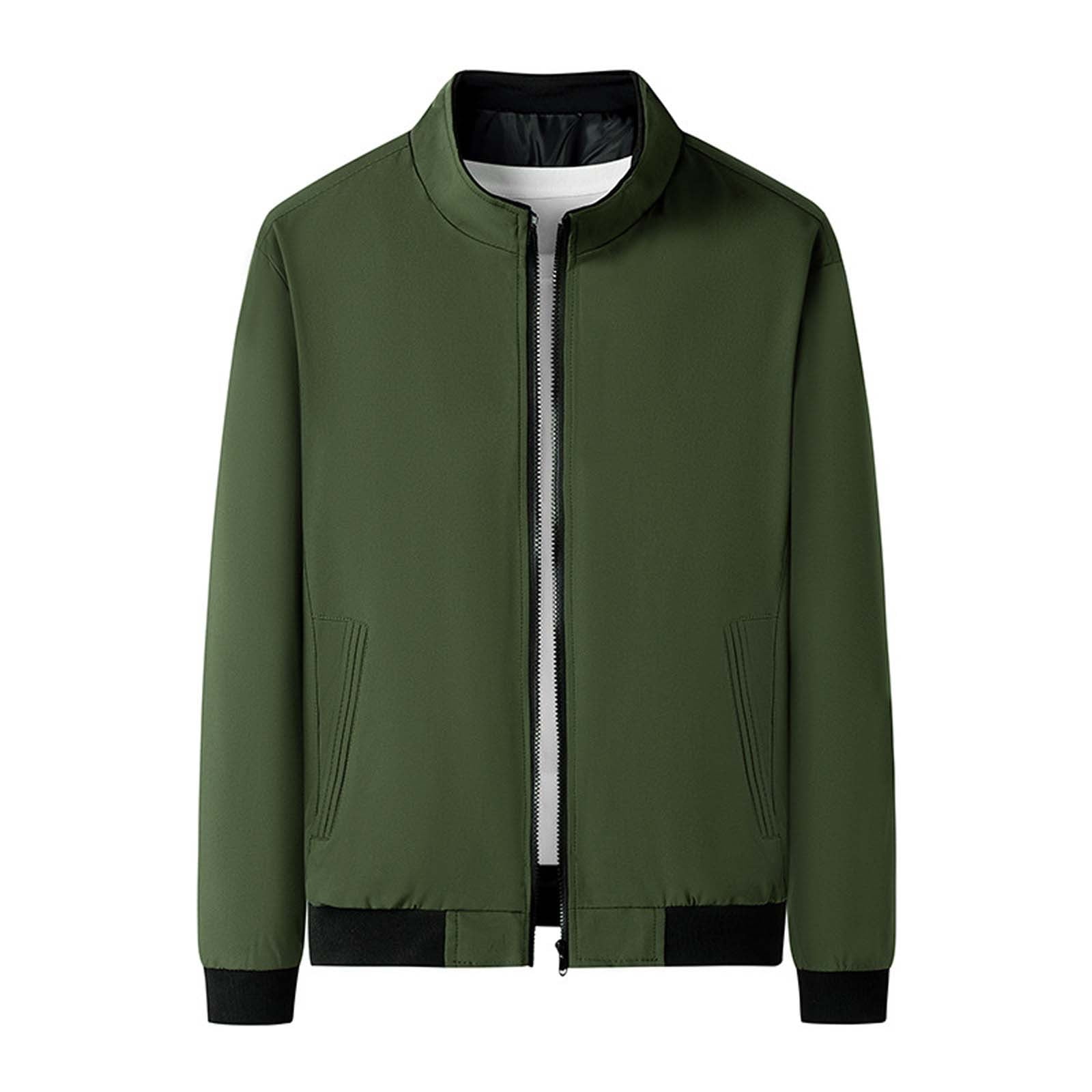 VSSSJ Men's Business Coats Oversized Fit Solid Color Long Sleeve Zip Up ...