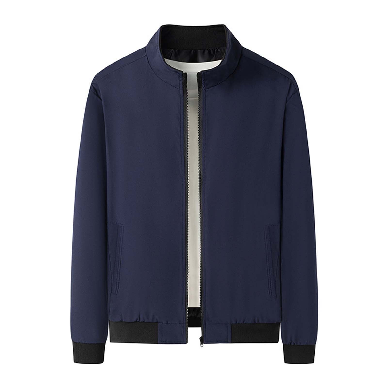 VSSSJ Men's Business Coats Oversized Fit Solid Color Long Sleeve Zip Up ...