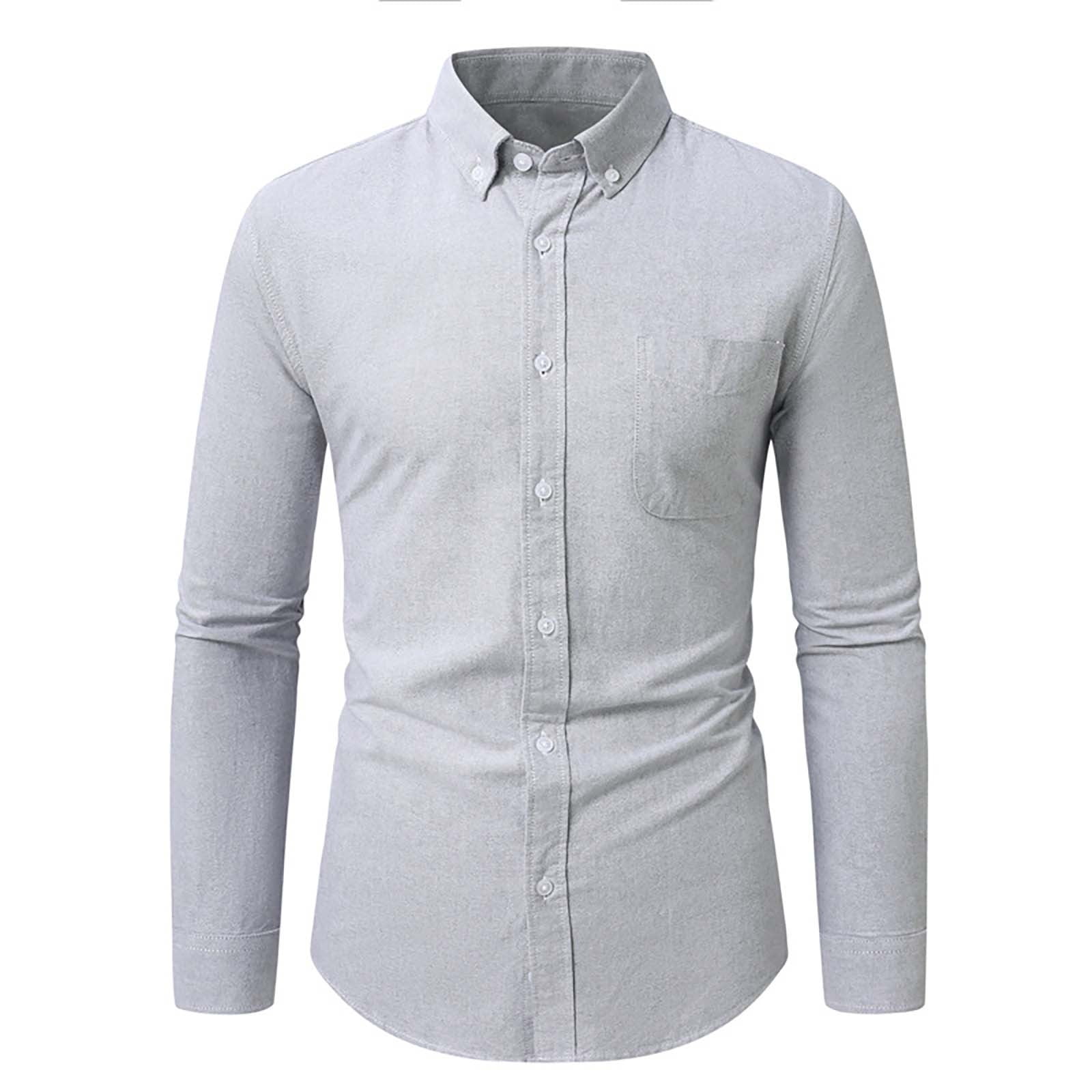 VSSSJ Men's Button Down Shirt Classic Fit Solid Color Long Sleeve ...