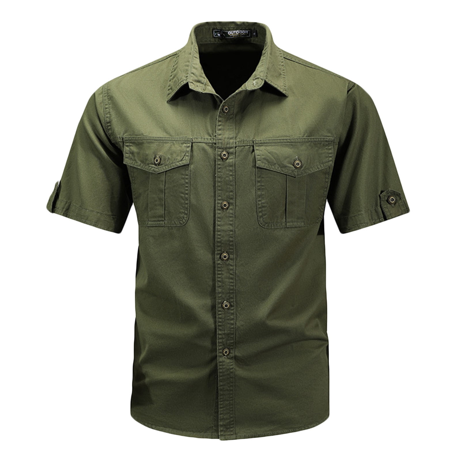 VSSSJ Men's Cargo Shirts Button Down Casual Short Sleeve Shirts Regular ...