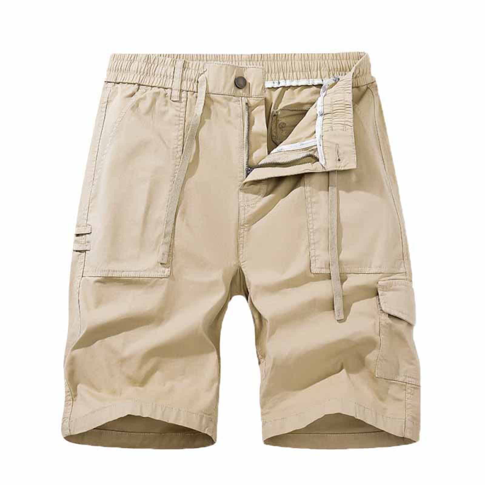 VSSSJ Men's Cargo Shorts Drawstring Elastic Waist Pull On Shorts Cotton ...