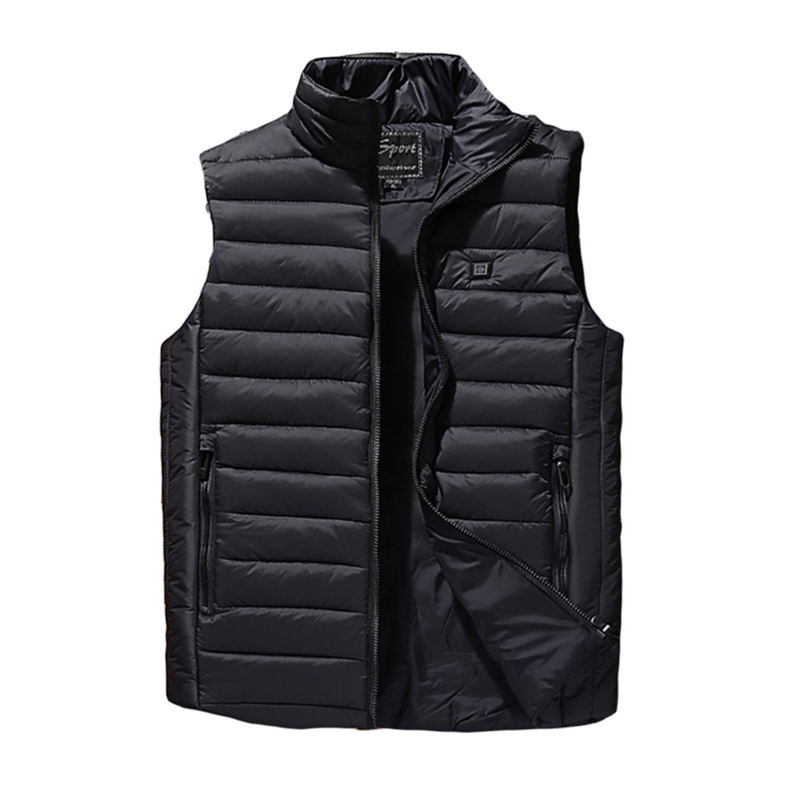 VSSSJ Men's Casual Zip Up Heated Vest Big and Tall Solid Color ...