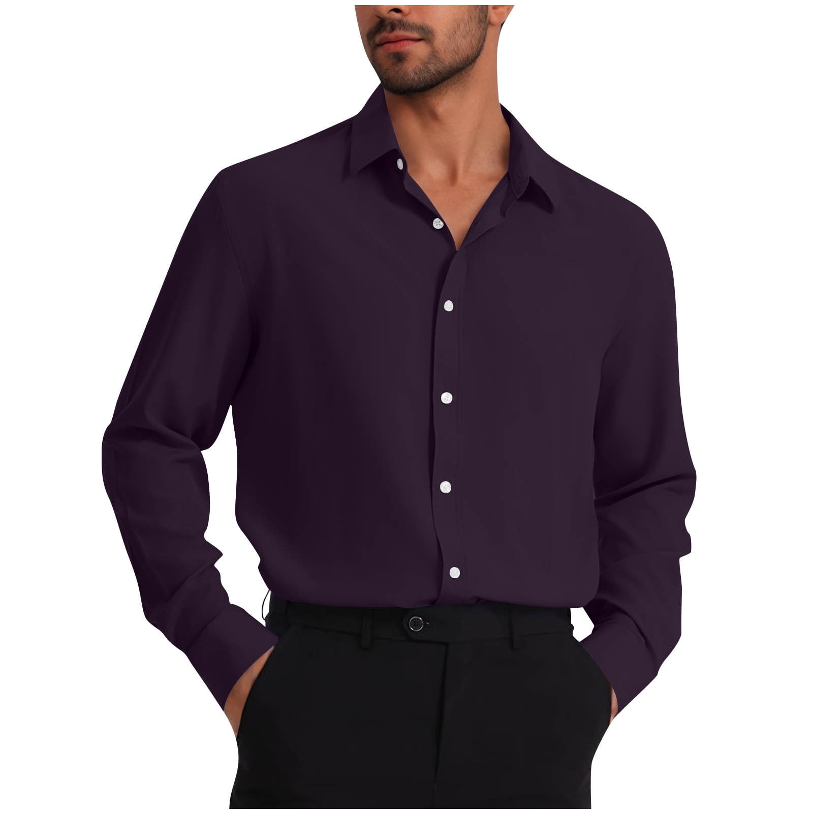 VSSSJ Men's Dress Shirts Regular Fit Long Sleeve Button Down Lapel ...