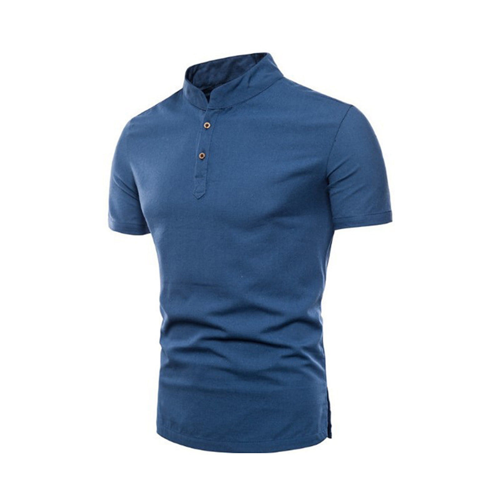 VSSSJ Men's Henley Shirts Short Sleeve Casual Button Up Mock Neck ...