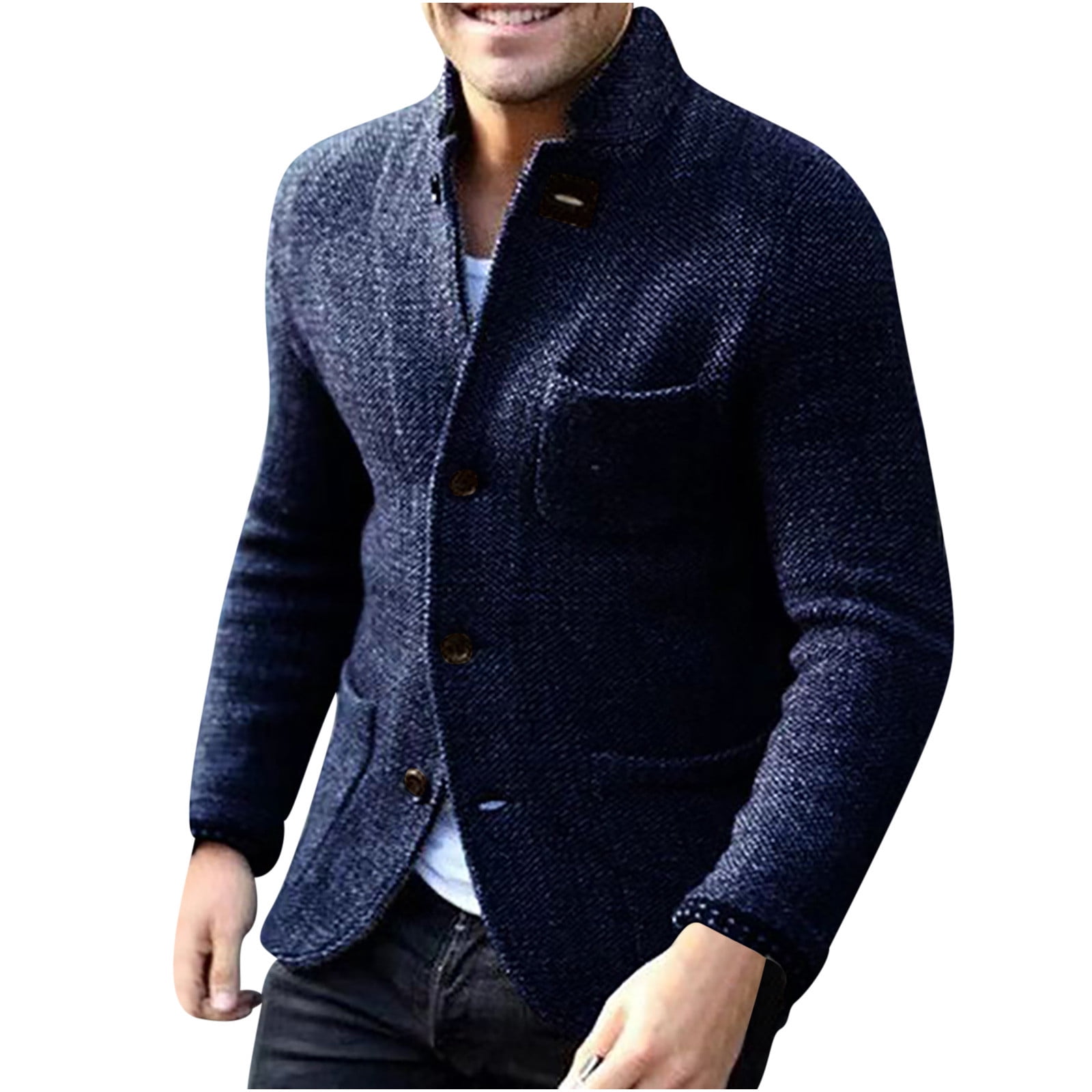 VSSSJ Men's Knit Sweater Coats Regular Fit Solid Color Button Down Long ...