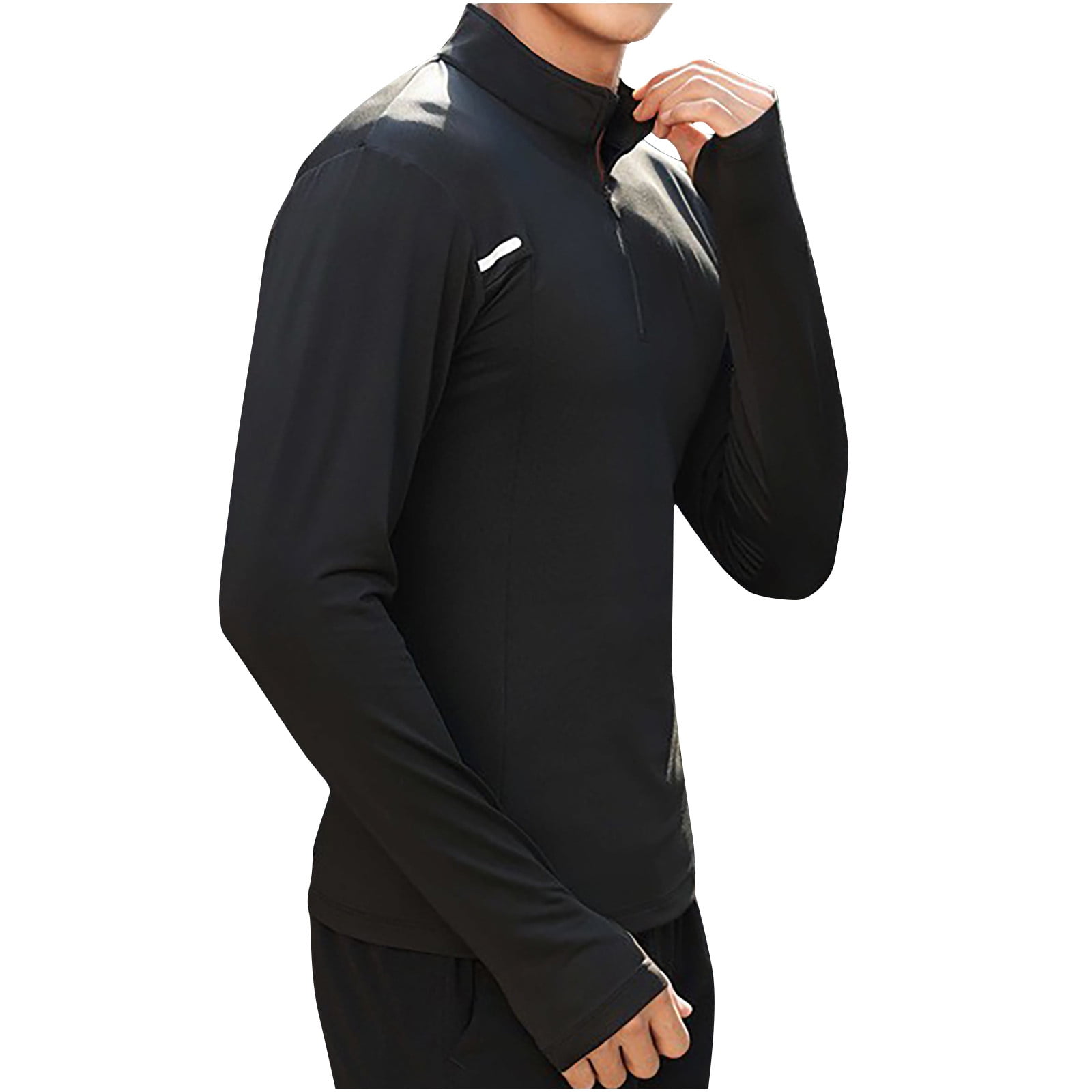 VSSSJ Men's Quarter Zipper Pullover Muscle Fit Long Sleeve Stand Collar ...