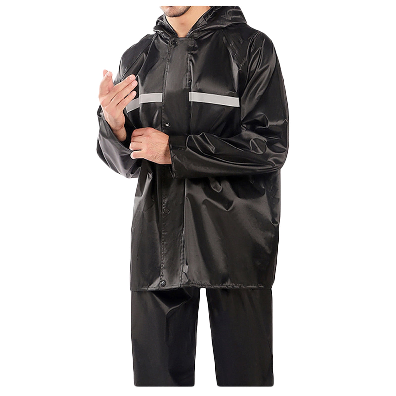 VSSSJ Men's Rainwear Two-Piece Sets Plus Size Long Sleeve Button Zipper ...