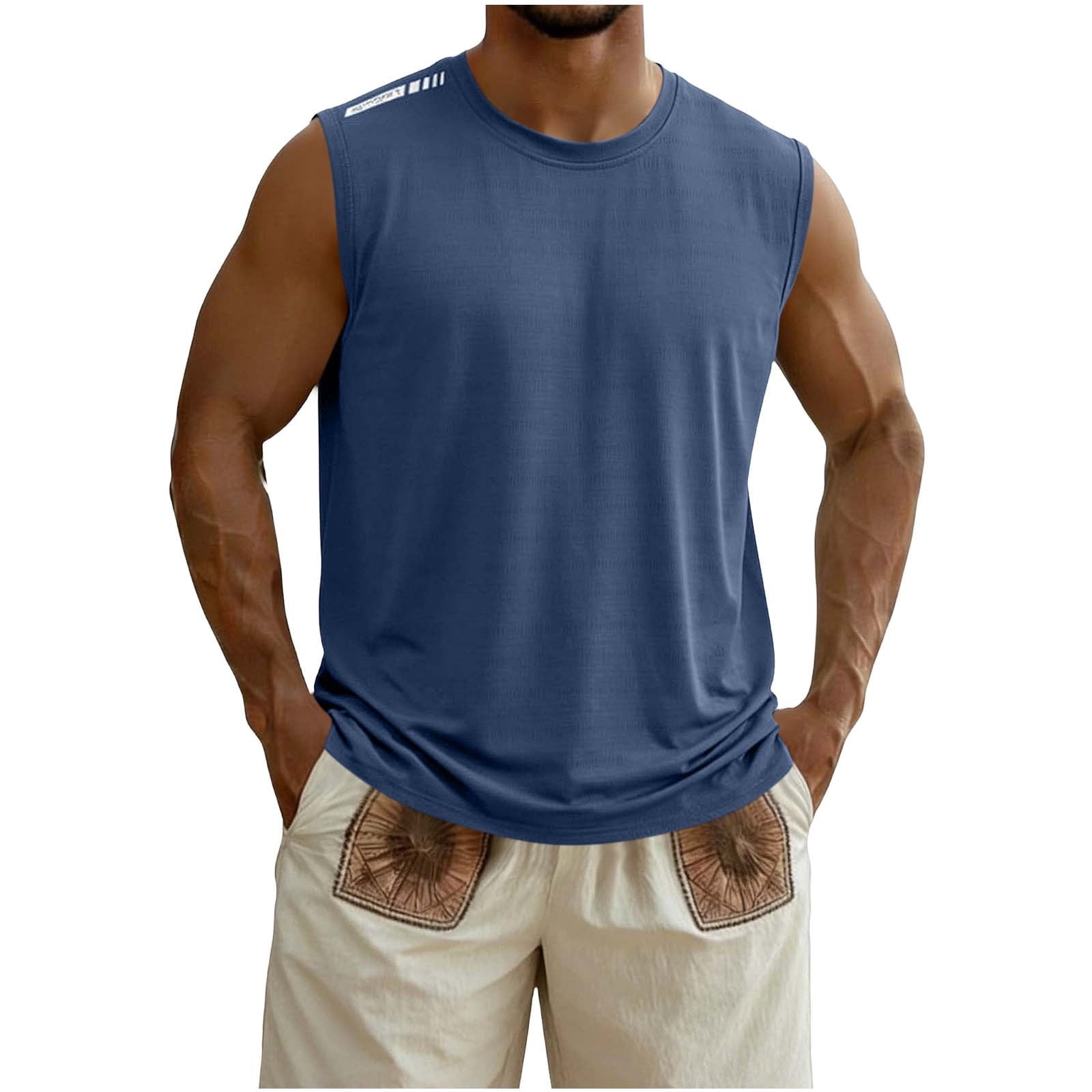 VSSSJ Men's Sleeveless Shirt Quick Dry Workout Tank Tops Crew Neck ...