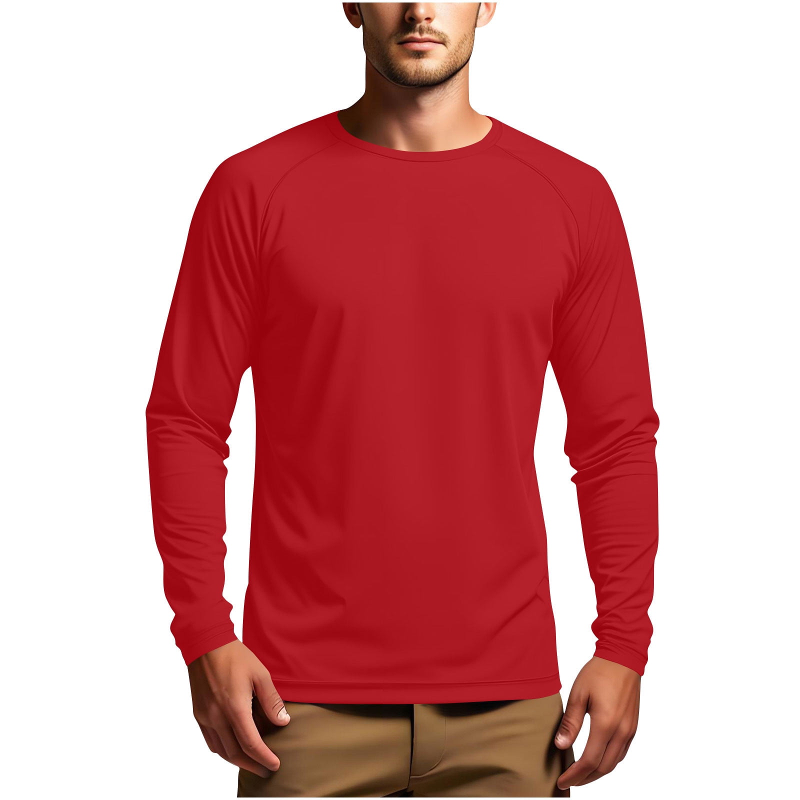 VSSSJ Men's Sun Protection Shirt Raglan Long Sleeve Round Neck ...