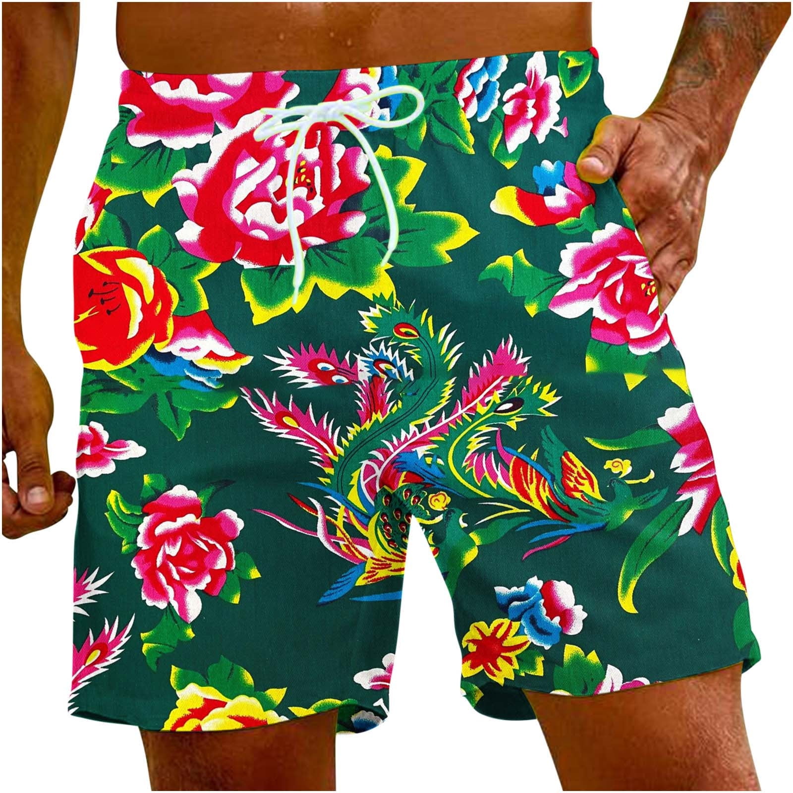 Vsssj Mens Swim Trunks Quick Dry Vintage Printed Board Shorts