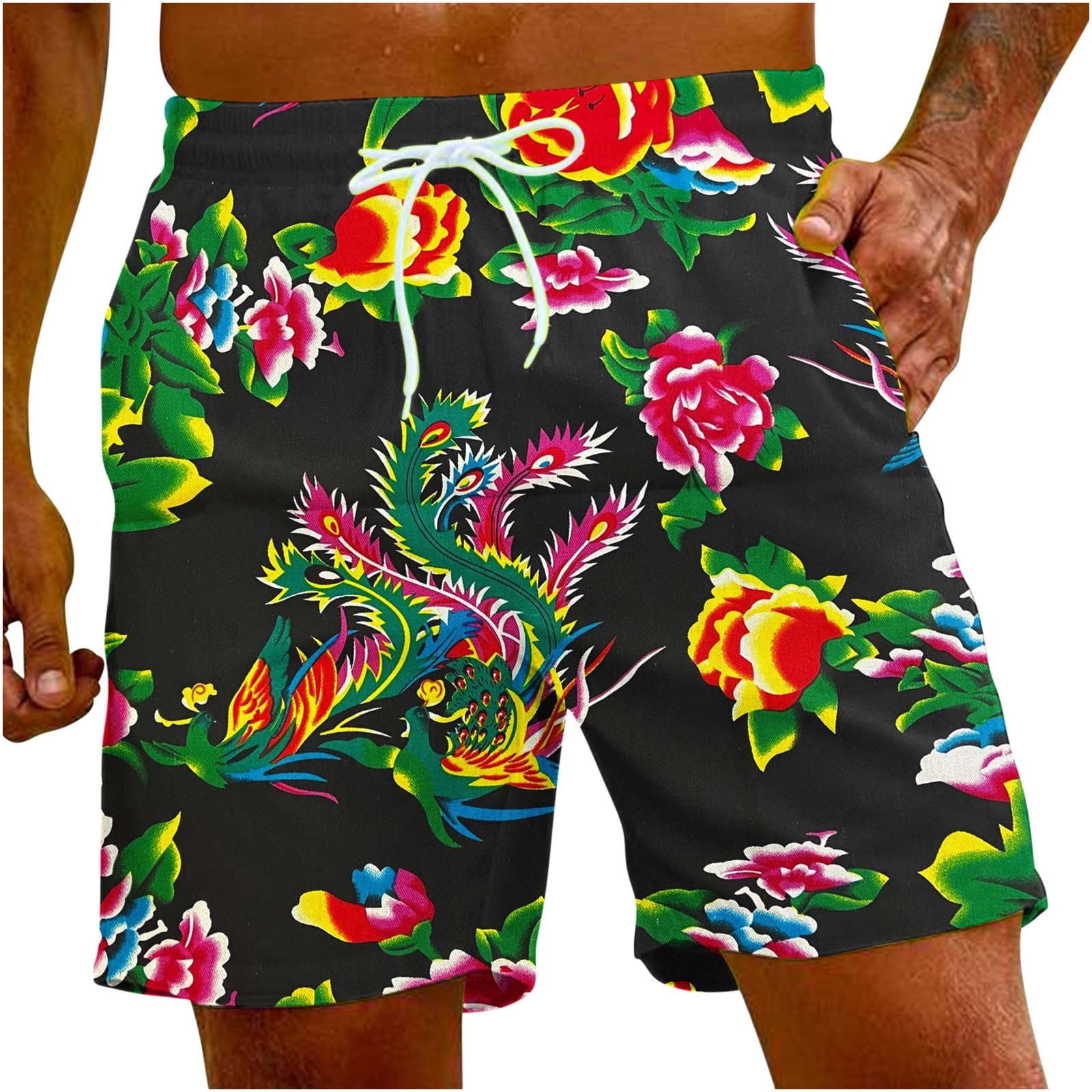 Vsssj Mens Swim Trunks Quick Dry Vintage Printed Board Shorts