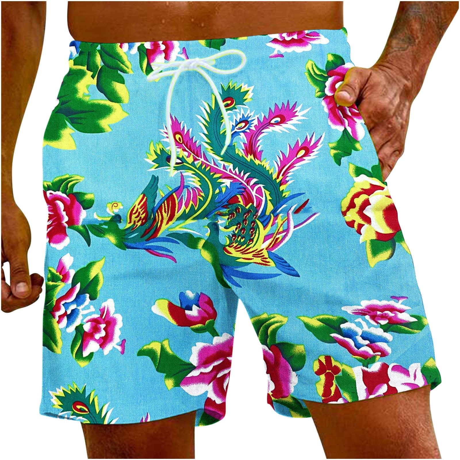 Vsssj Mens Swim Trunks Quick Dry Vintage Printed Board Shorts