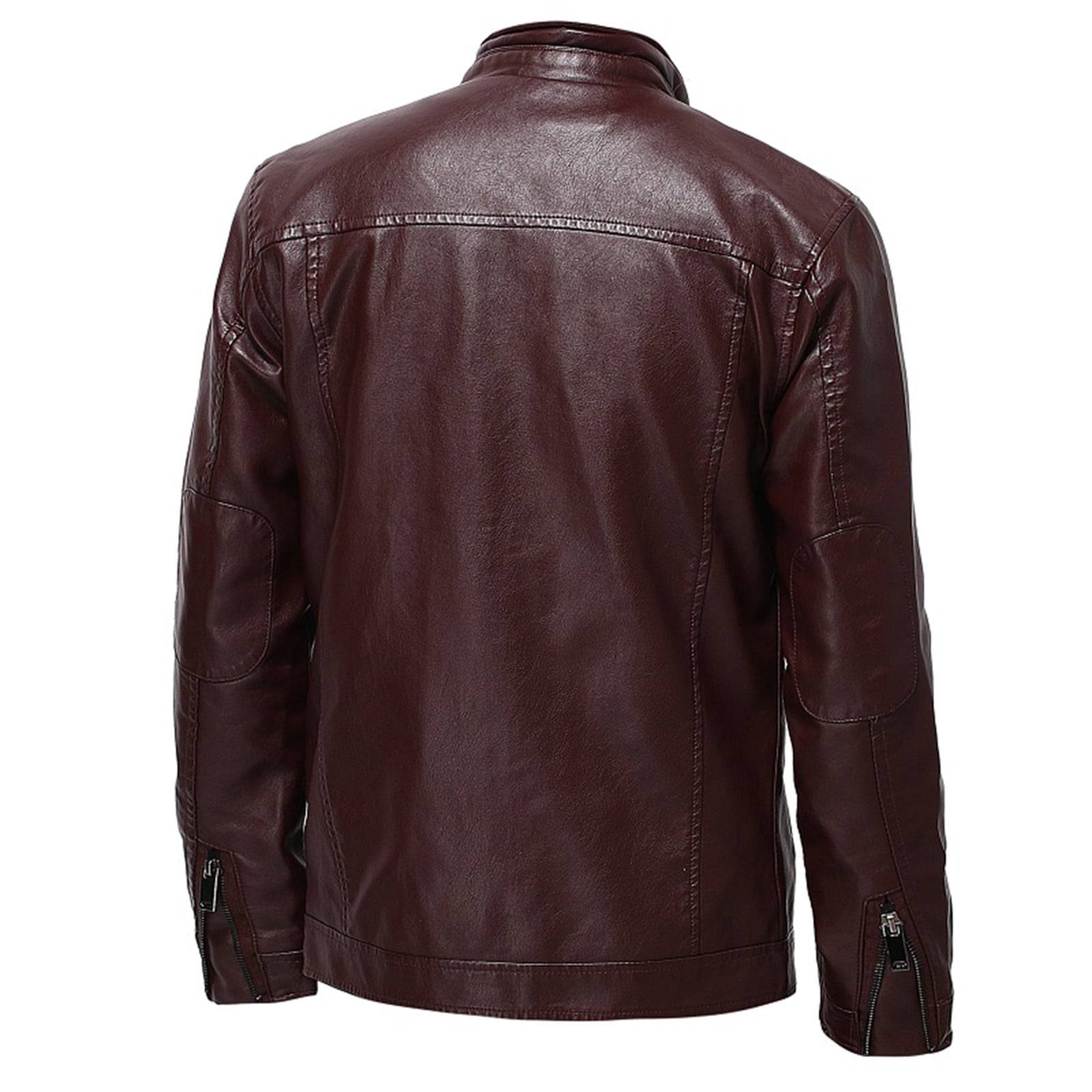 VSSSJ Men's Thermal Leather Jackets Big and Tall Solid Color Long ...