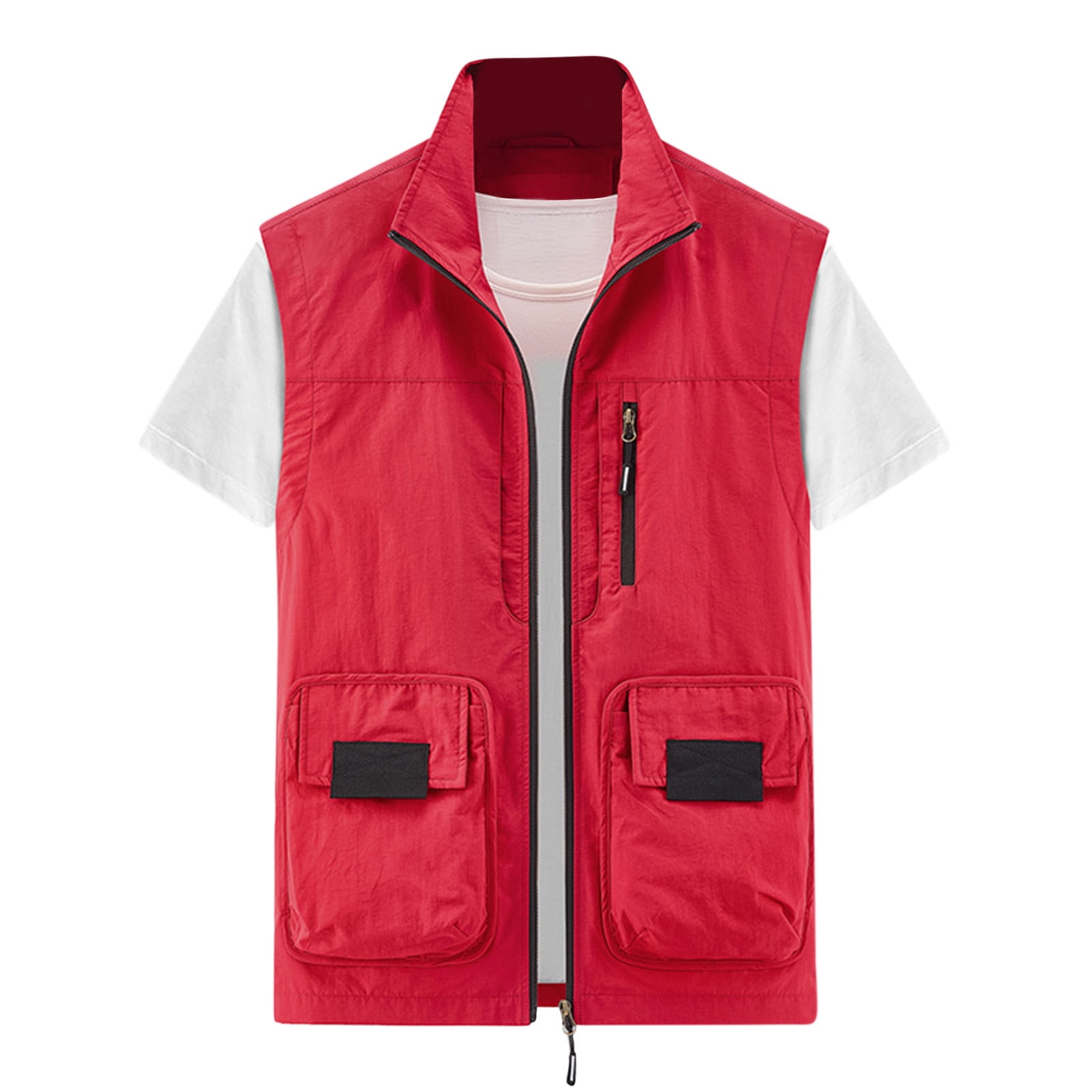 VSSSJ Men's Thin Lightweight Hiking Vest with Multi-Pocket Loose Solid ...