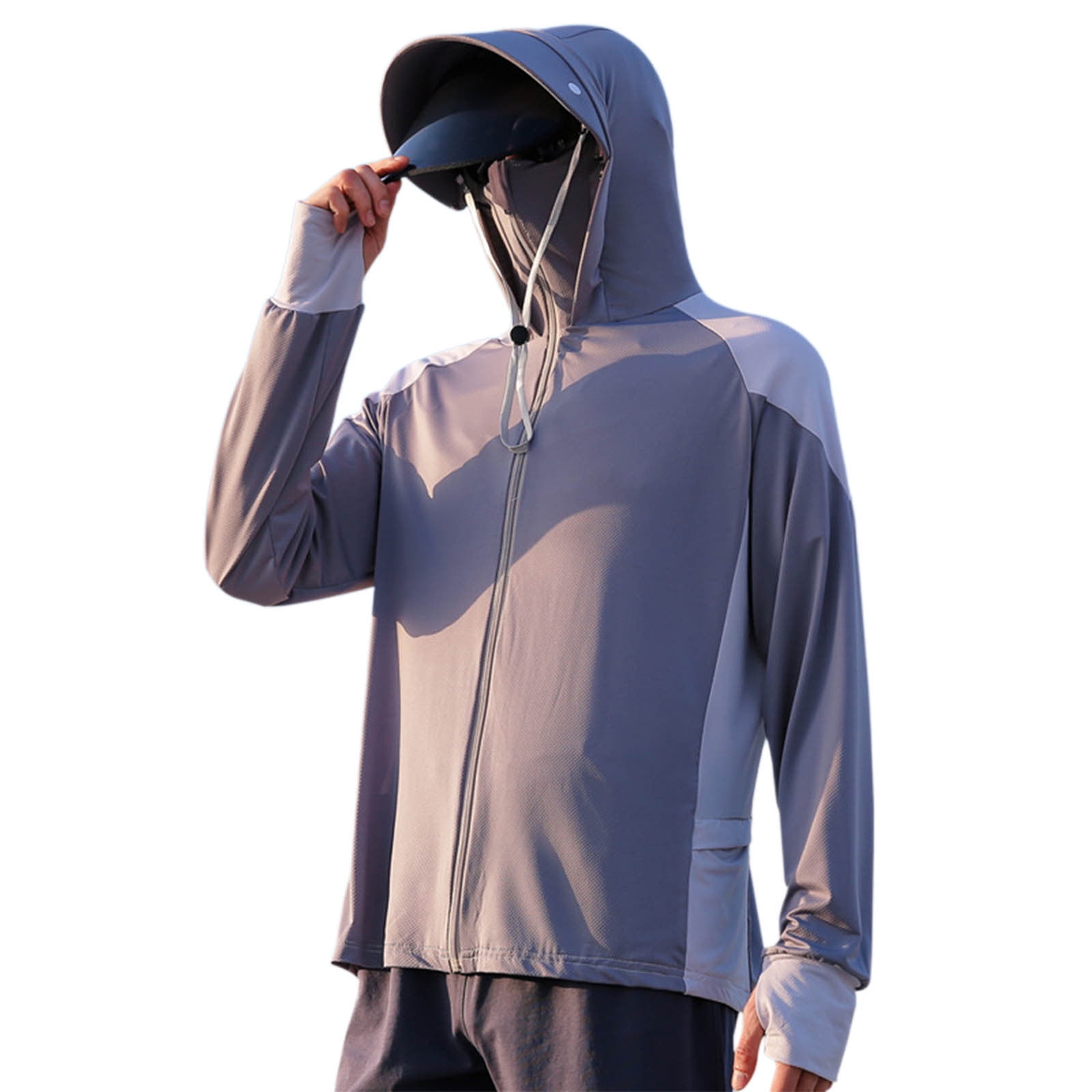 VSSSJ Men's UPF 50+ UV Protection Hoodies with Face Mask Fishing ...