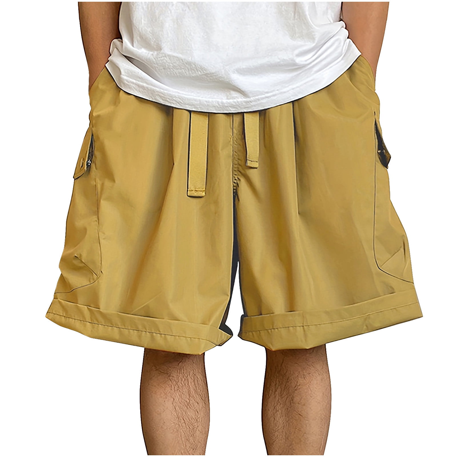VSSSJ Mens Baggy Cargo Shorts Casual Cotton Relaxed Fit Elastic Waist ...
