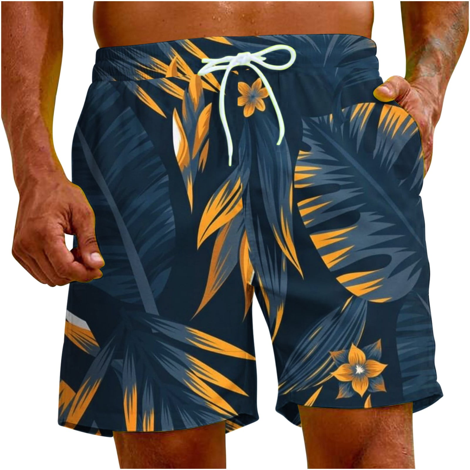 Vsssj Mens Big And Tall Swim Trunks Cozy Casual Palm Tree Printed