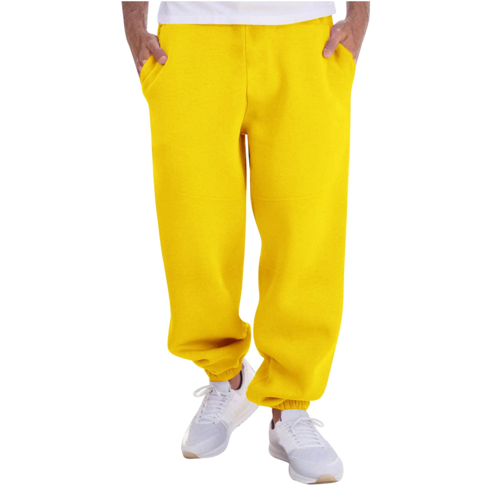 VSSSJ Mens Fashion Joggers Pants Loose Solid Color Elastic Waist ...