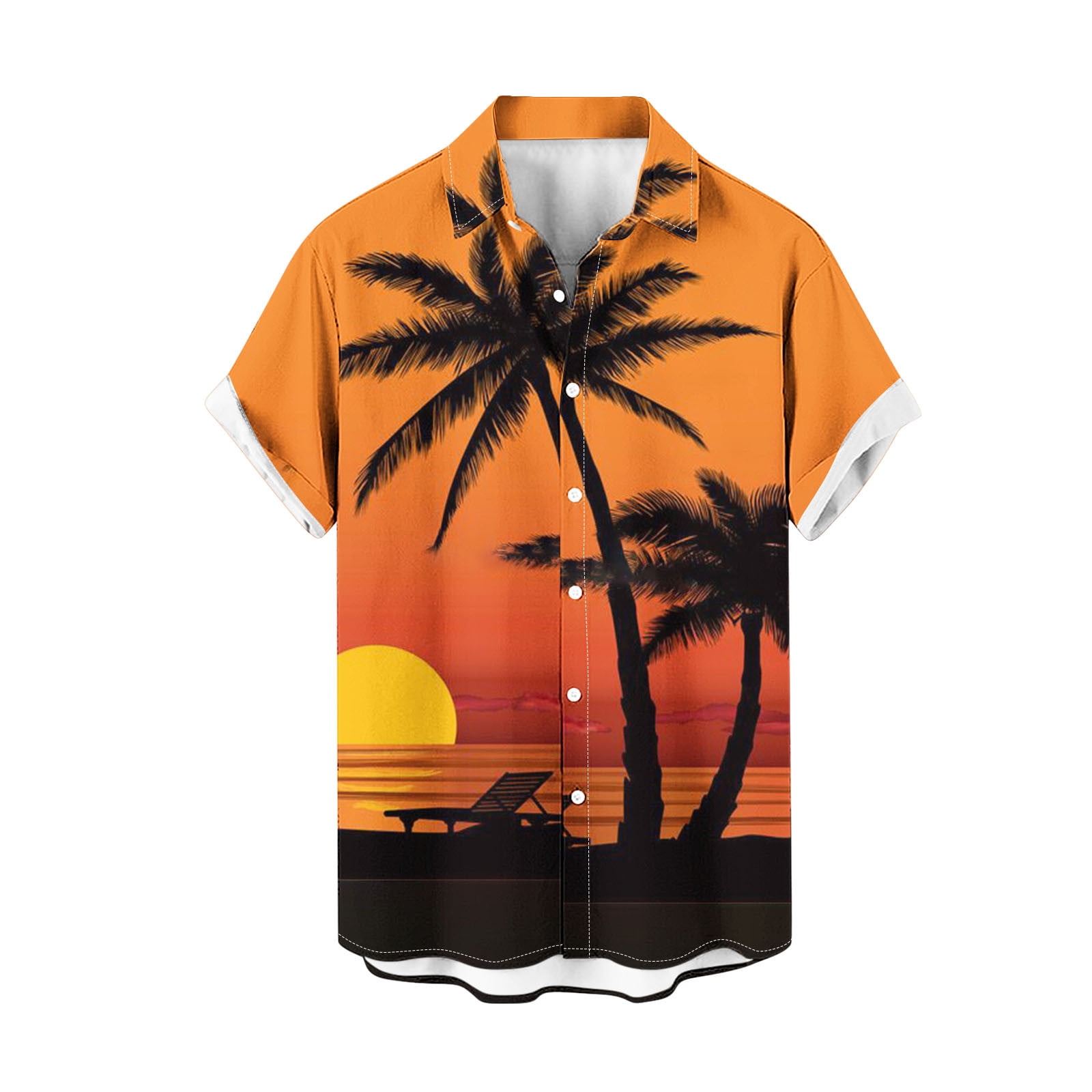 Vsssj Mens Hawaiian Shirts Button Down Casual Vacation Beach Palm Tree