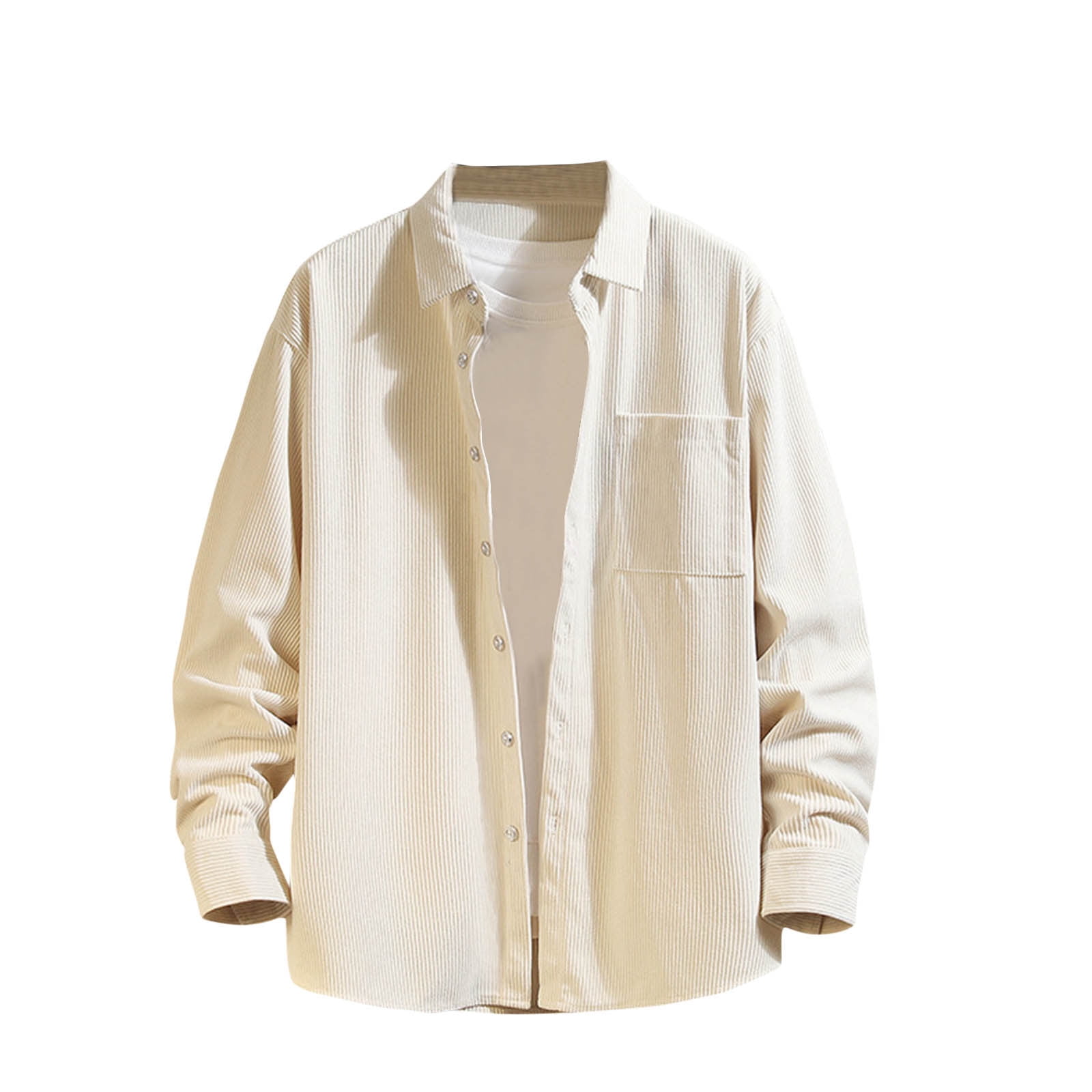 VSSSJ Mens Long Sleeve Corduroy Shirt Jacket Casual Button Down Jackets ...