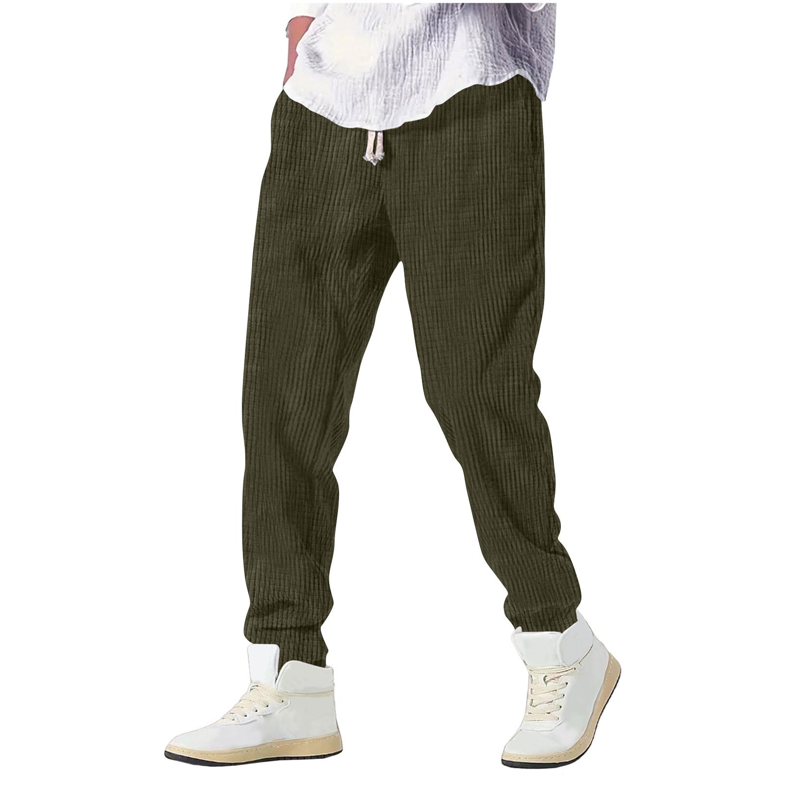 VSSSJ Mens Waffle Knit Sweatpants Loose Fit Solid Color Elastic Waist ...