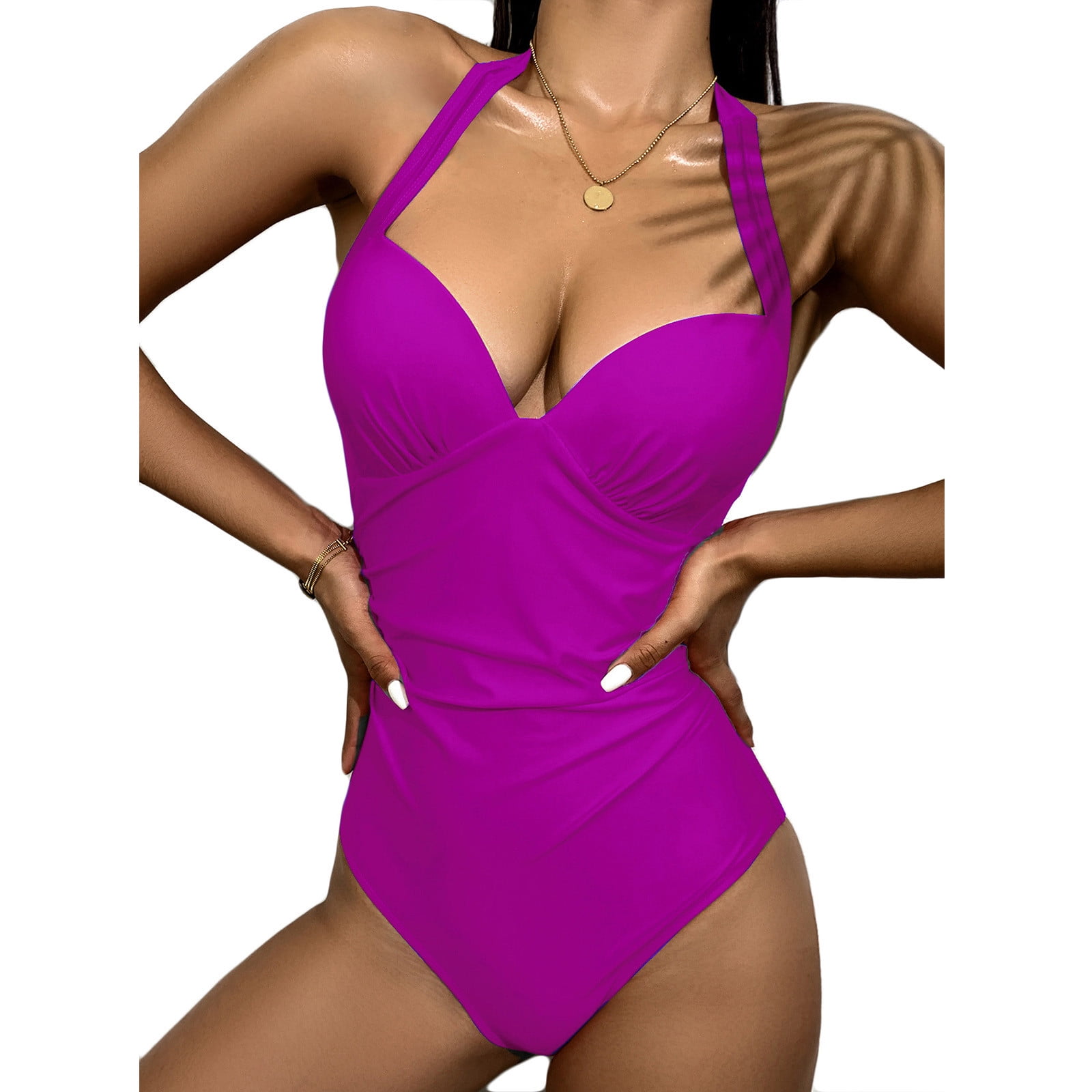 Vsssj One Piece Bikini Set For Women Open Back Tie Self Sexy Swimsuit