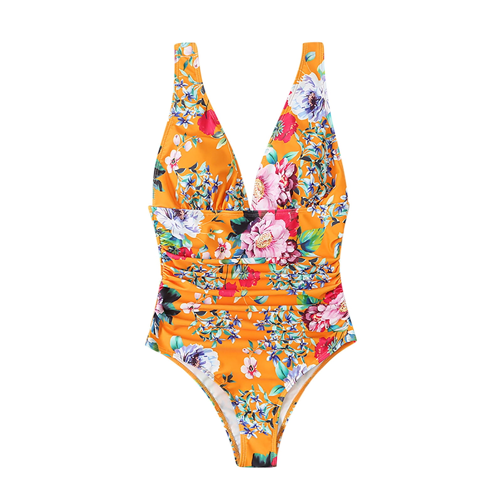 Vsssj Swimsuit For Women Floral Printed Deep V Neck Backless Bikini Set