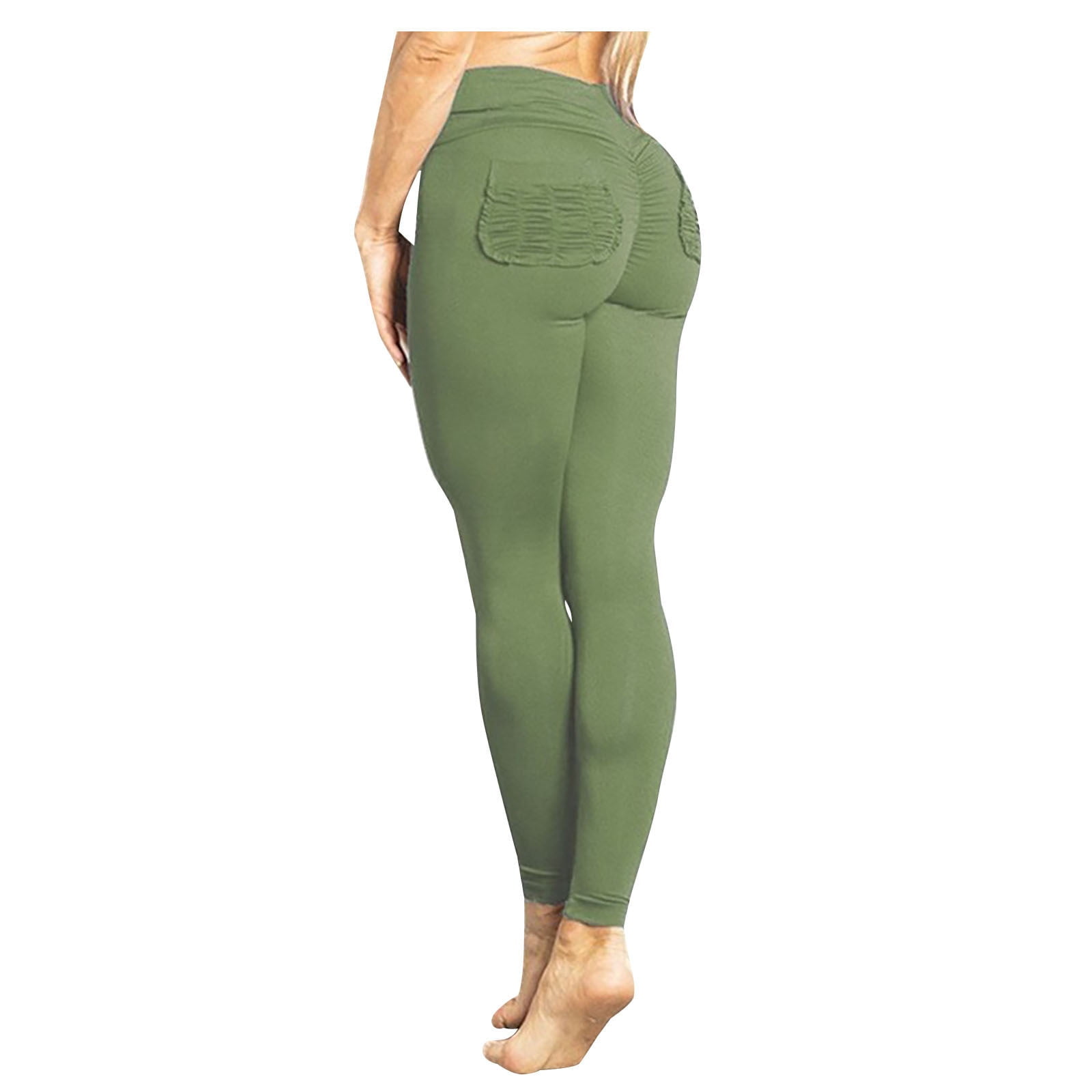 VSSSJ Women Skinny Yoga Pants Plus Size Solid Color High Waist Hip ...