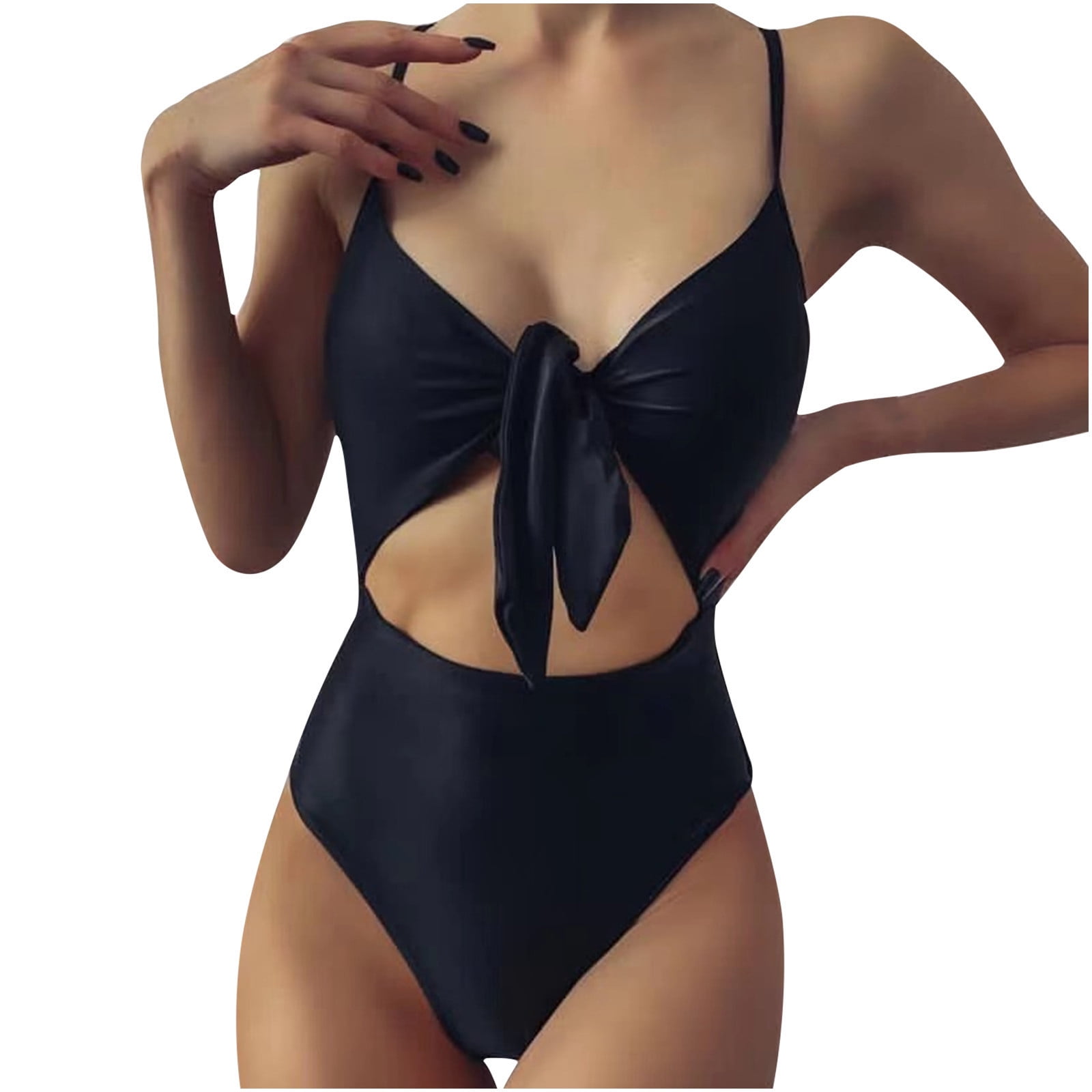 Vsssj Womens Sexy One Piece Bikini Swimsuit Solid Color Ruched Sexy